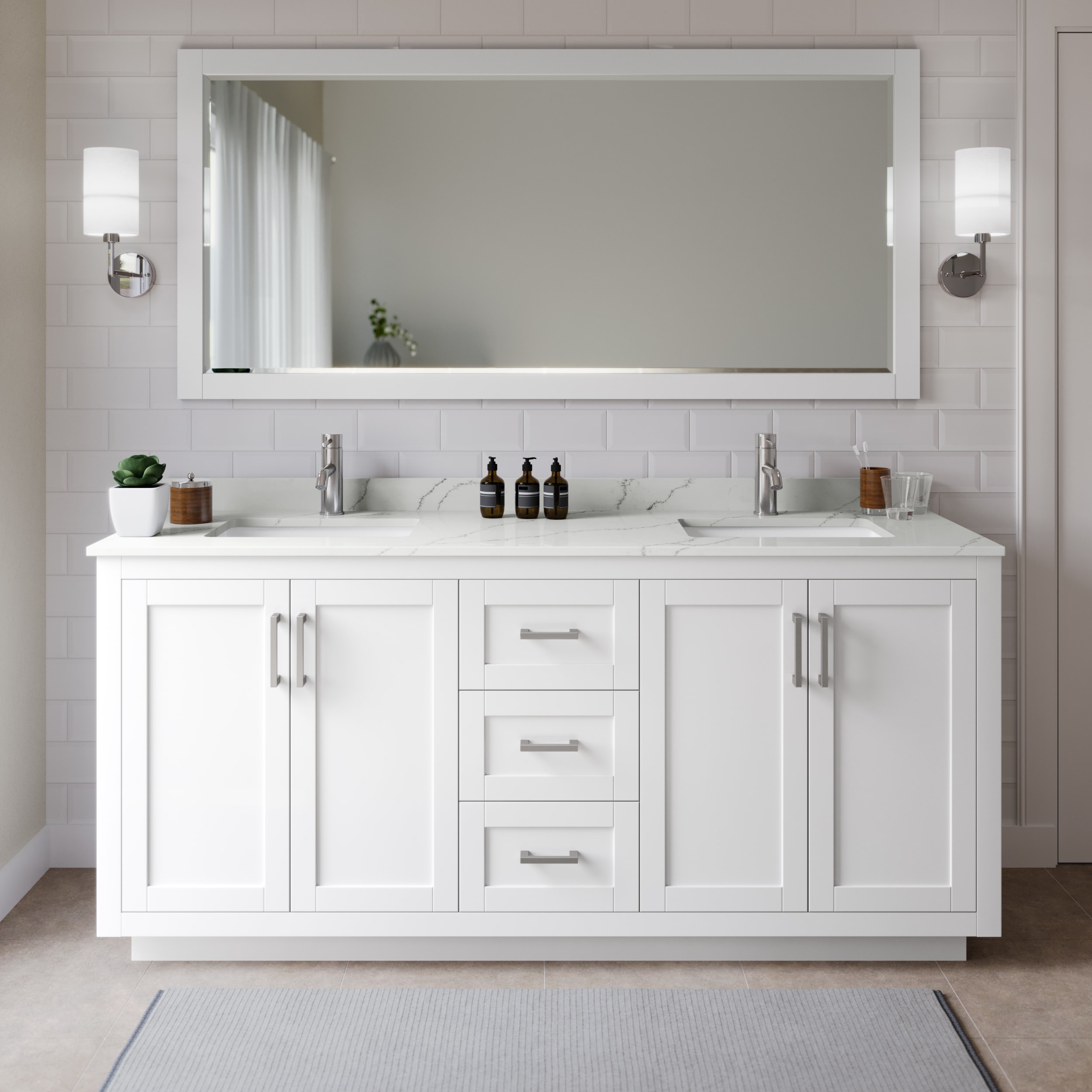 Wyndham Collection Miranda 72-in White Undermount Double Sink Bathroom ...