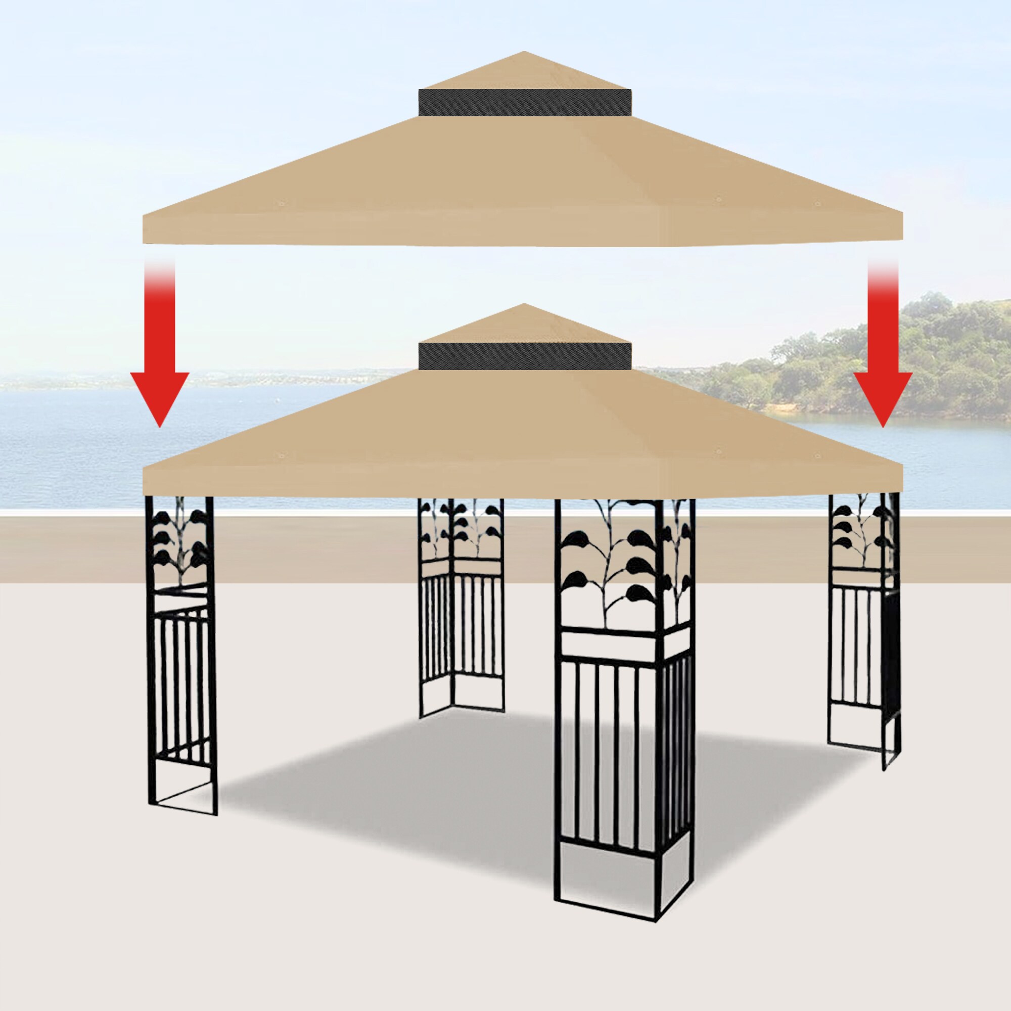 Damerin 10-ft x 10-ft Square Khaki Standard canopy in the Canopies ...