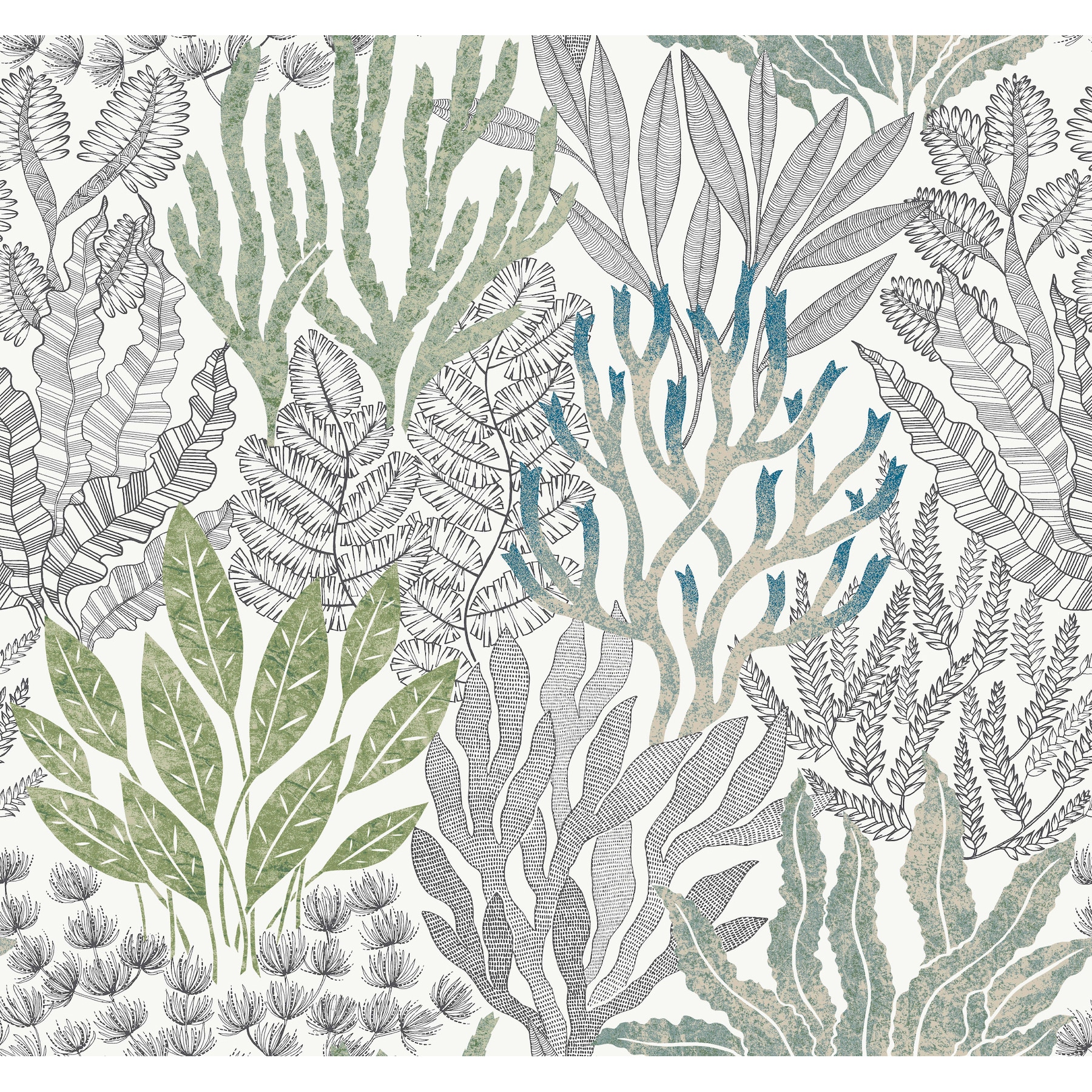 York Wallcoverings Toile Resource Library 60.8-sq ft Blue Green Non ...
