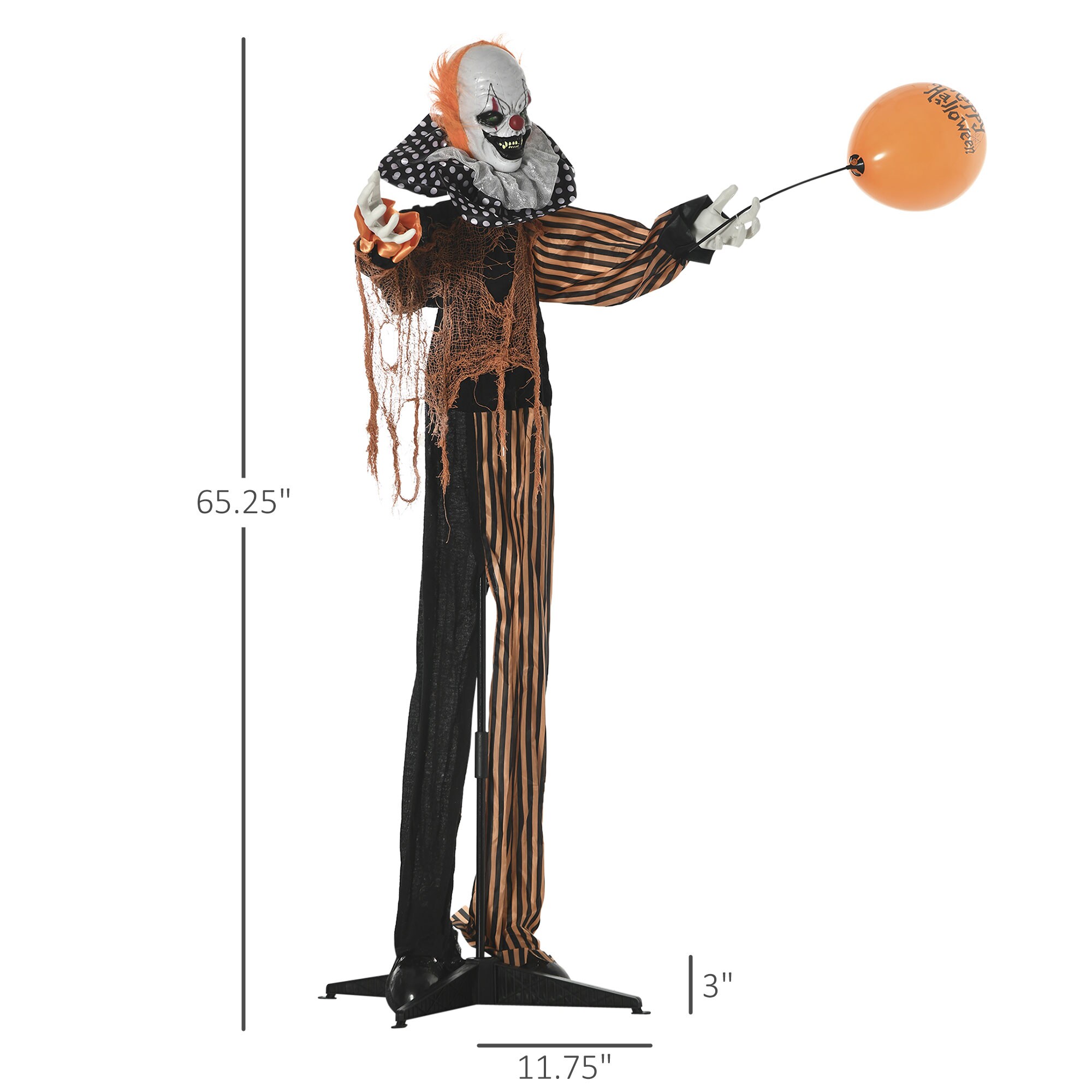 Outsunny Life Size Outdoor Halloween Decorations Talking Circus Clown ...