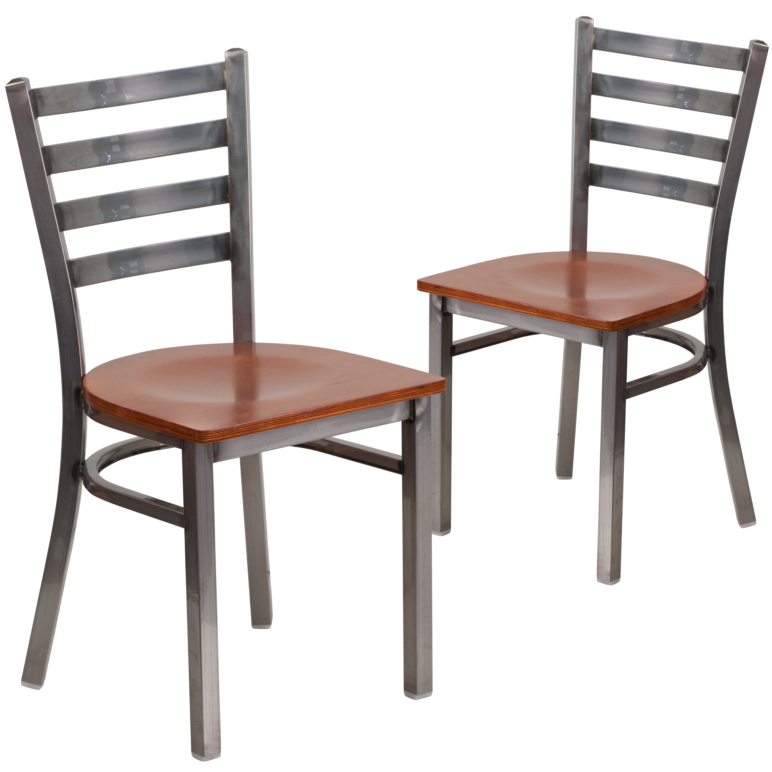Emma + Oliver 2 Pack Clear Coated Ladder Back Metal Restaurant Chair ...