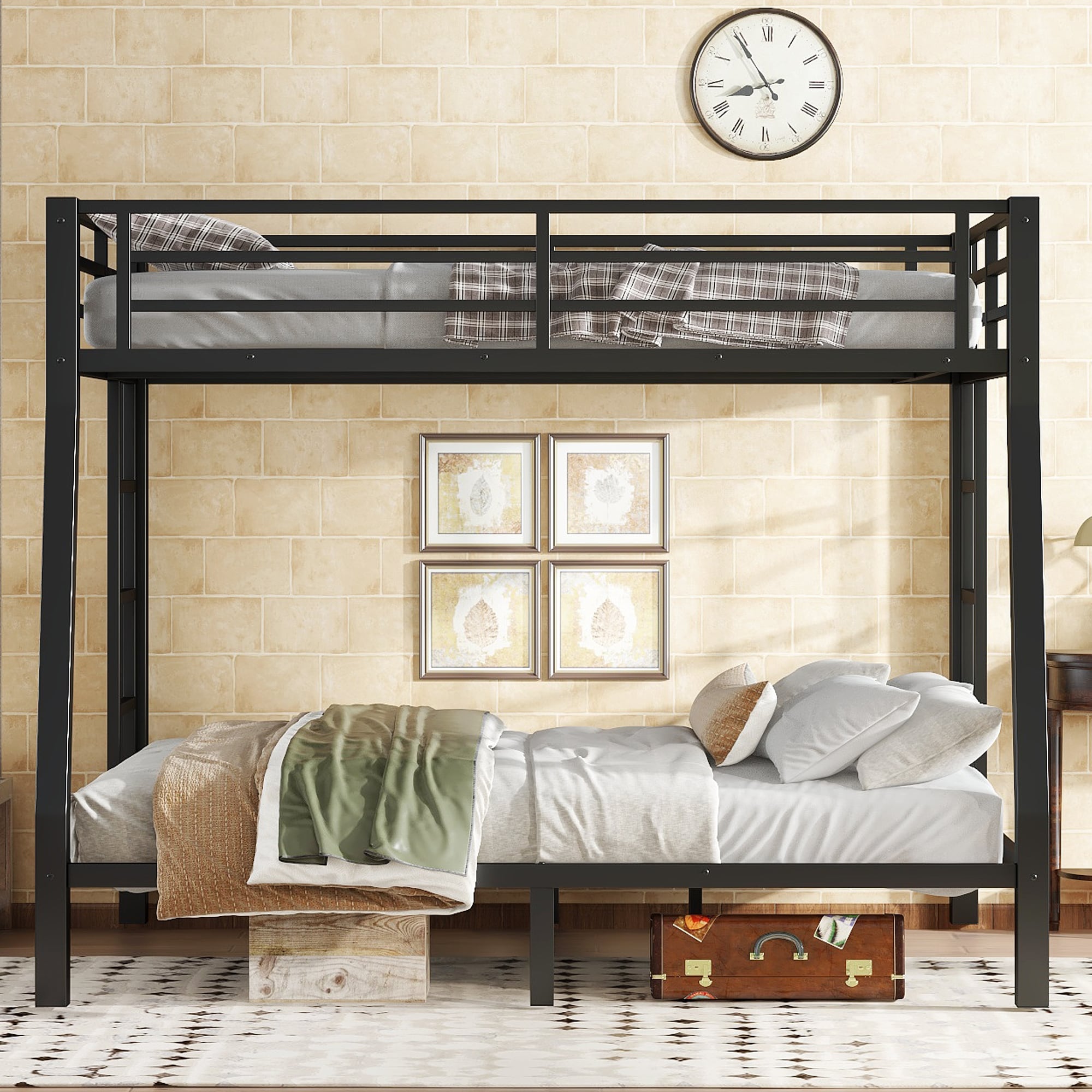 Loebelle Metal Full XL over Queen Bunk Bed Black in the Bunk Beds ...