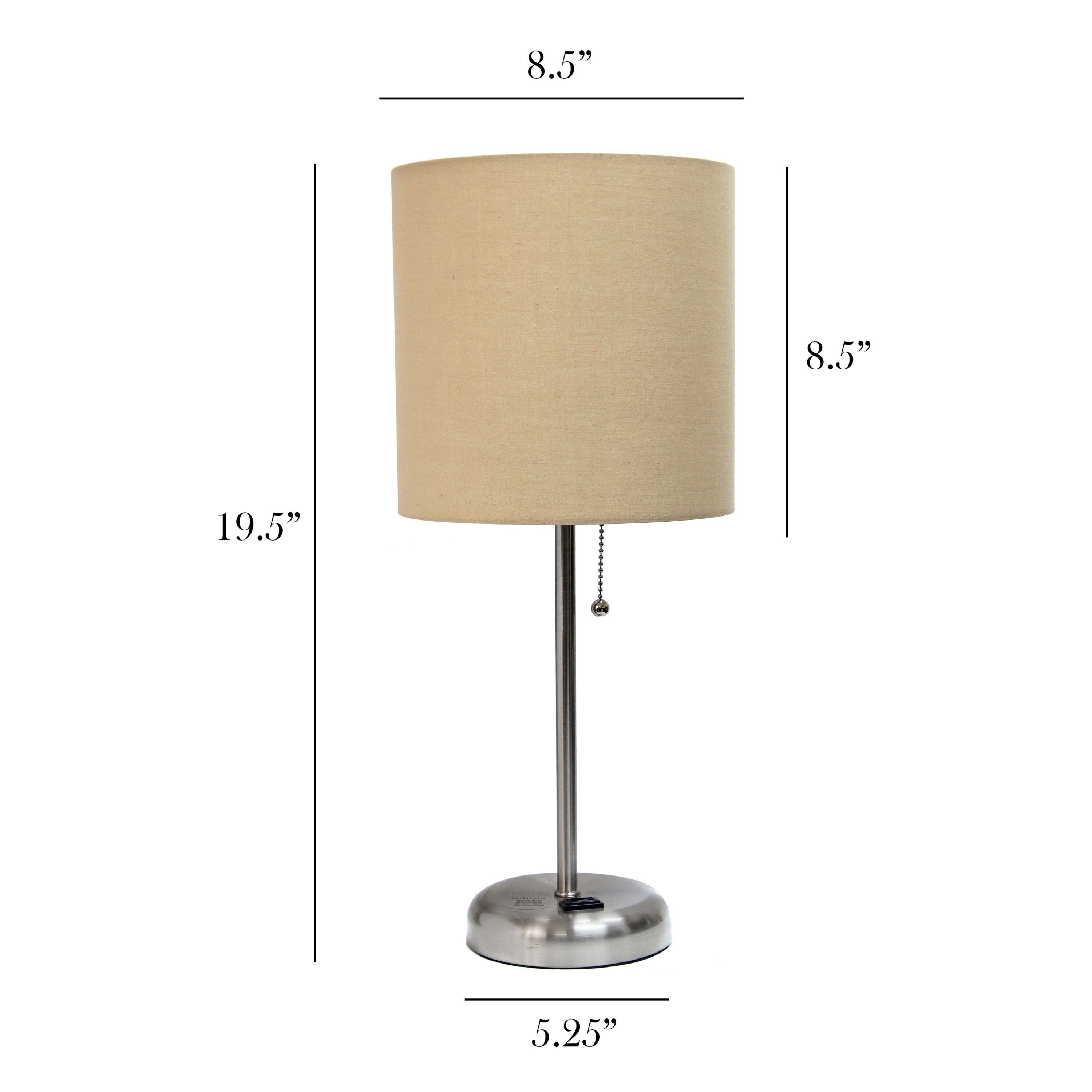 Simple Designs 19.5-inch Sleek and Slender Brushed Steel Table Lamp ...