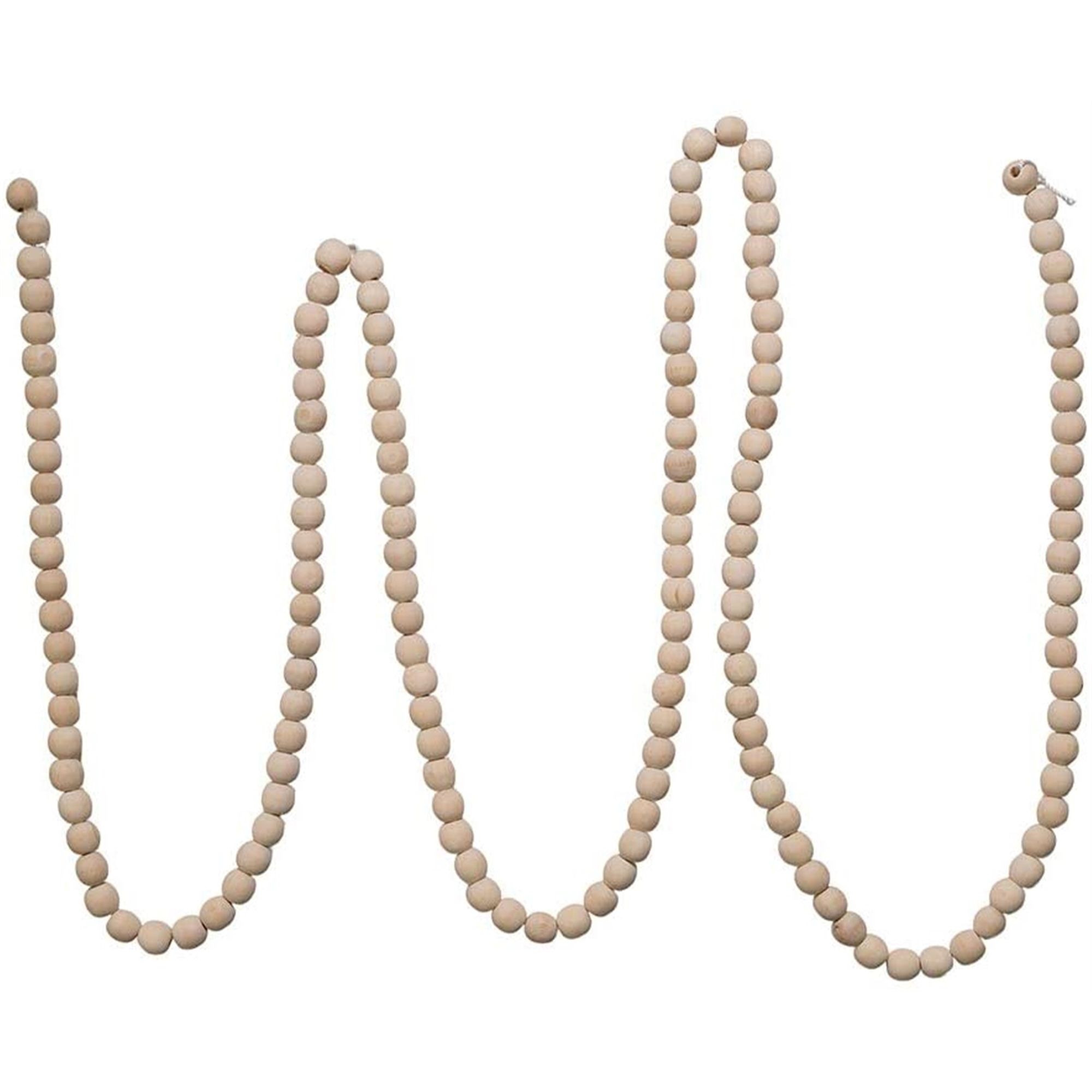 Kurt S. Adler Natural Unfinished Wooden Round Beaded Garland - 9ft in ...
