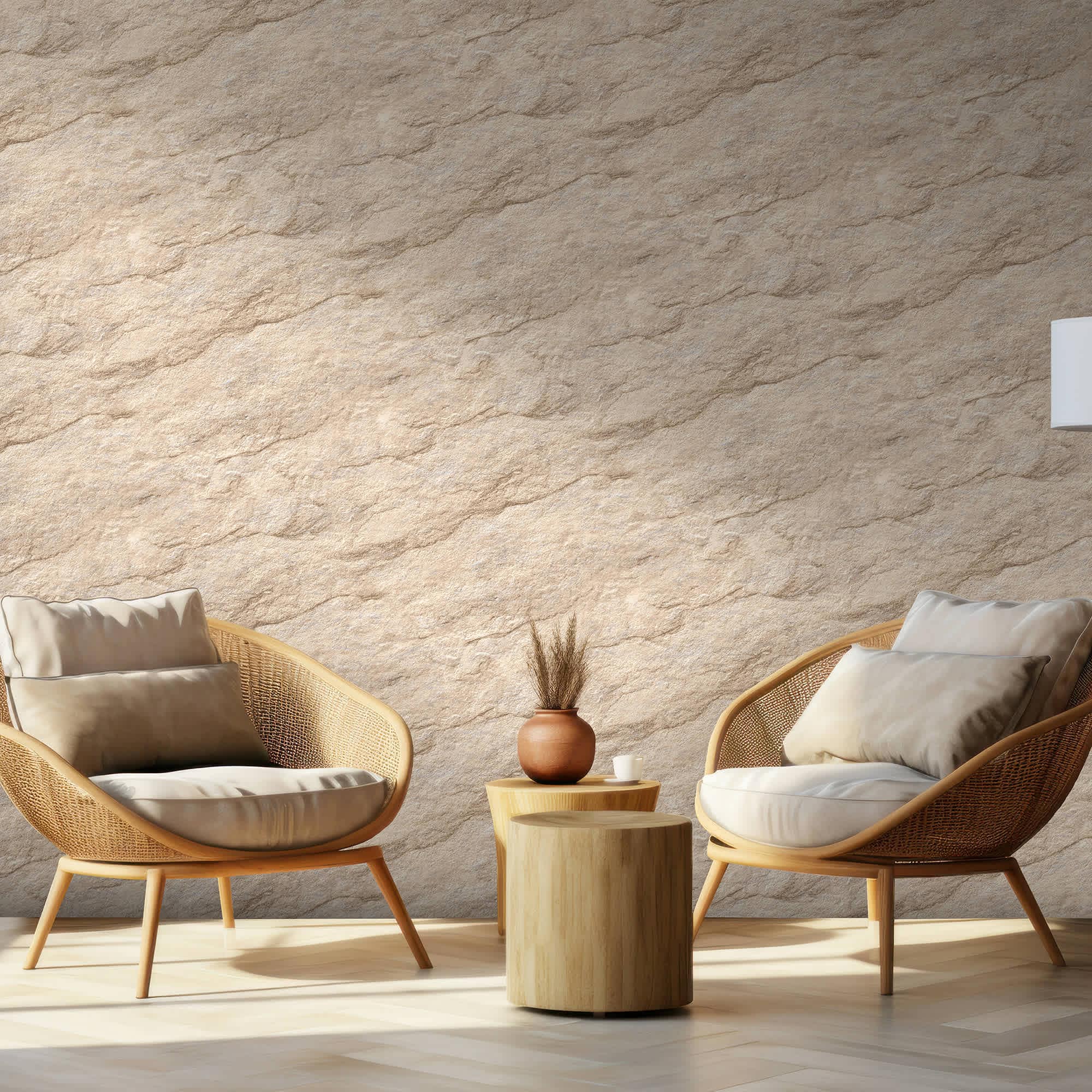 Veer Decor Stone Serenity Luxurious Stone Beige Wallpaper in the ...