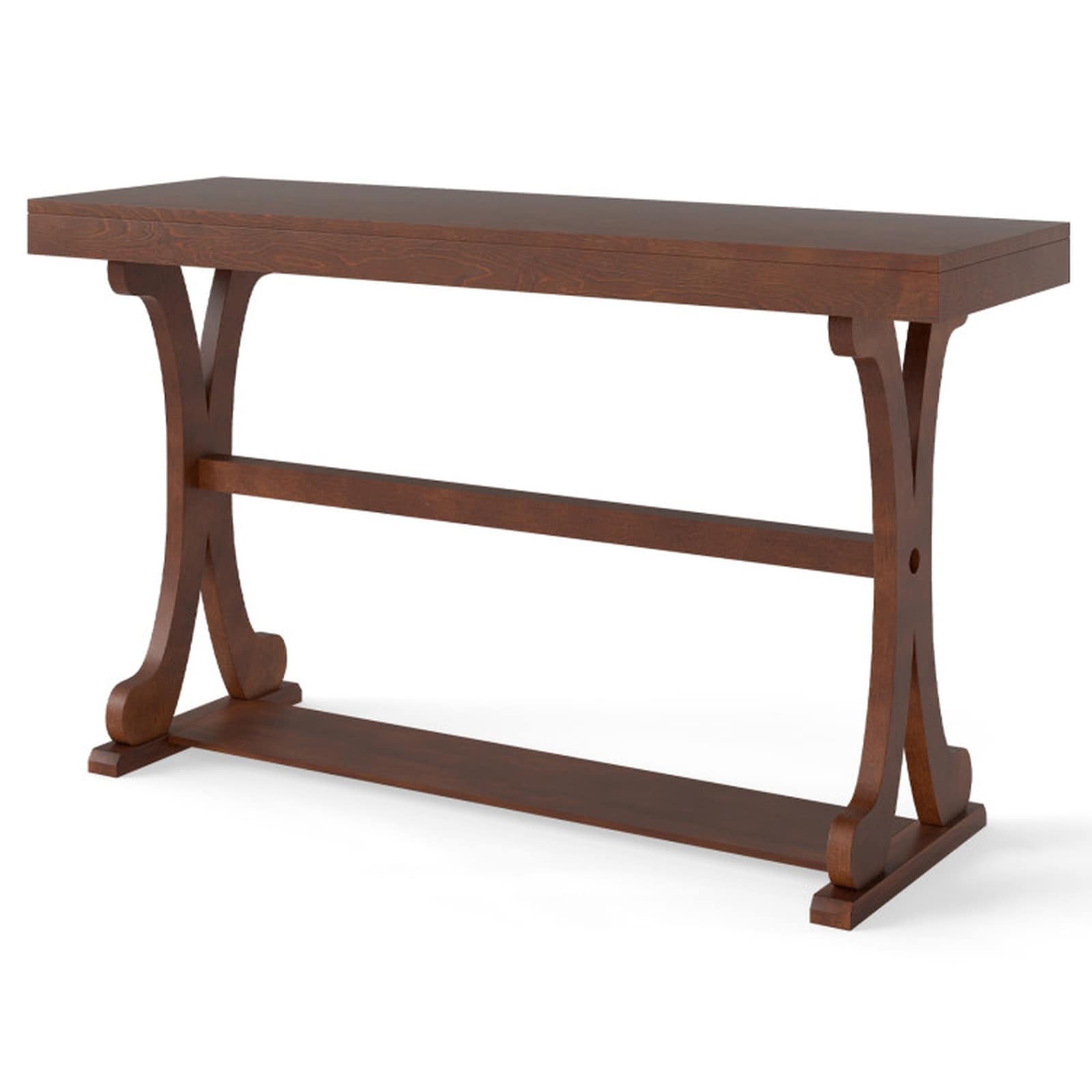 SUGIFT Narrow Console Table Vintage 52-in Long with Open Storage Shelf ...