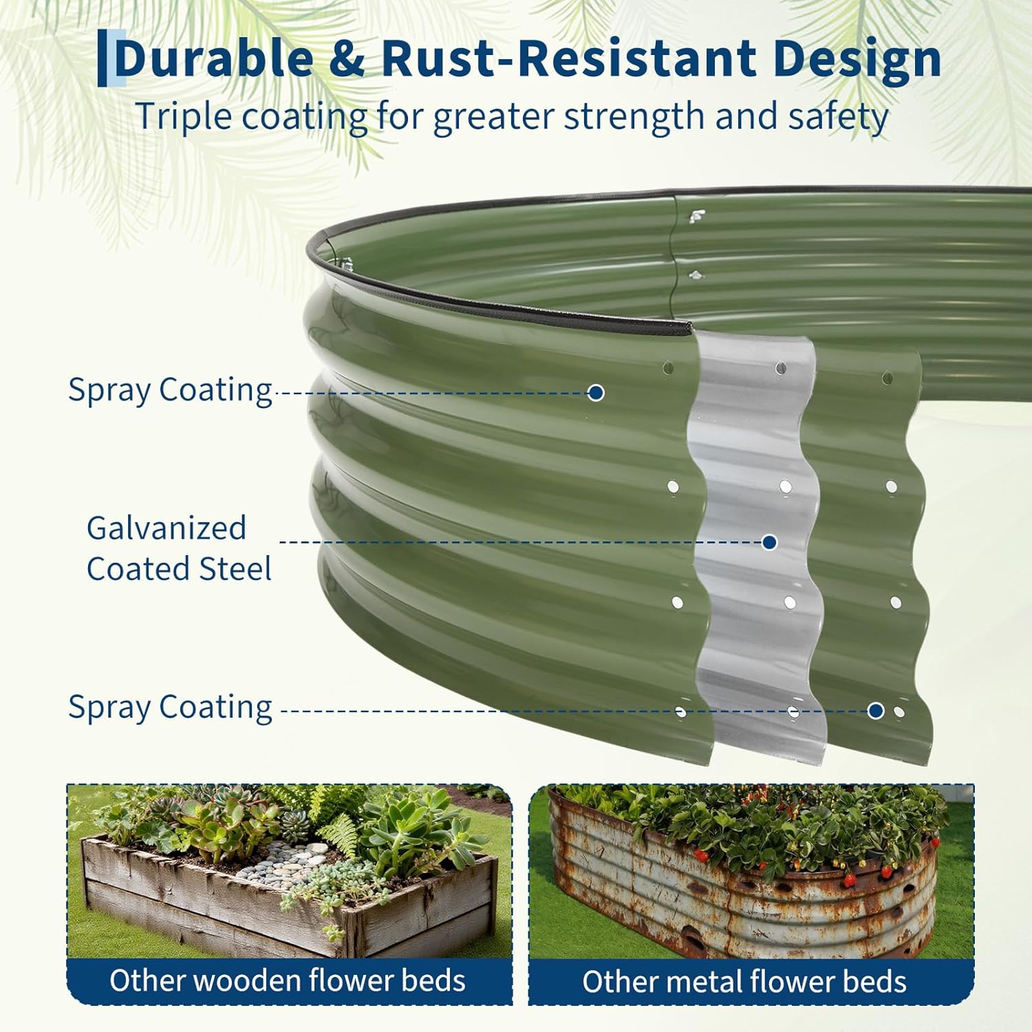Garvee 6x3x1ft Galvanized Raised Garden Bed Kit Oval Raised Beds with ...