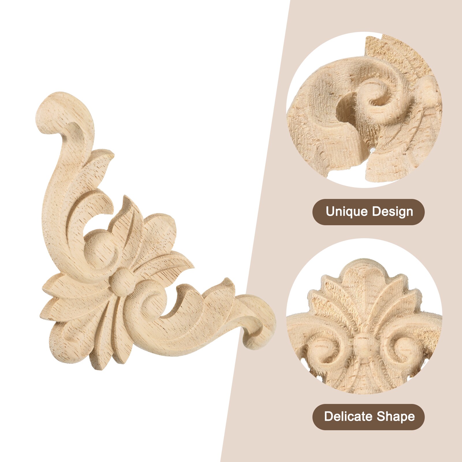Unique Bargains 2pcs Wood Carved Appliques Unpainted Carving Decals for ...