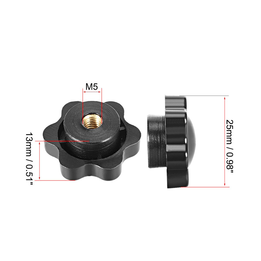 Unique Bargains Clamping Handle Screw Knobs Handle Star Knob M5 x 7mm ...