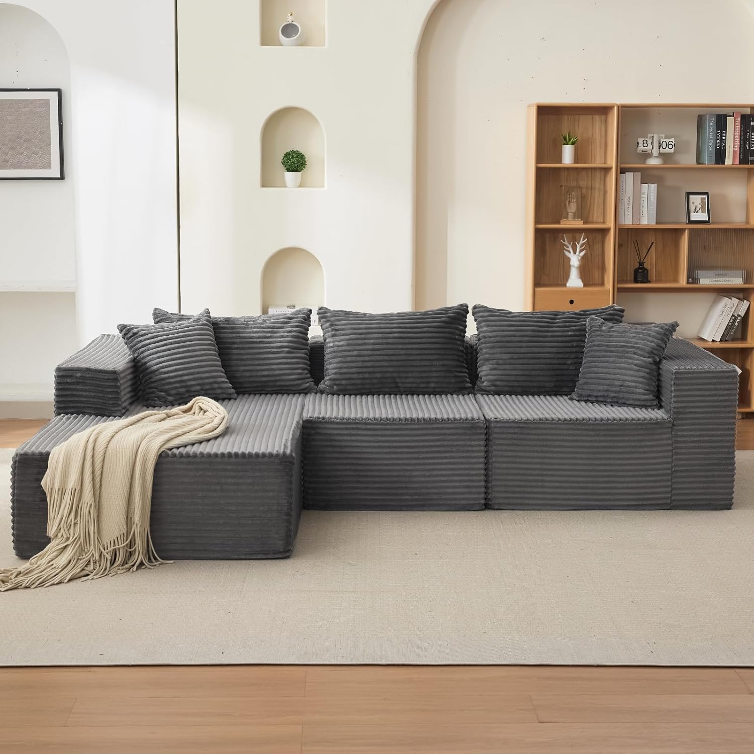 GAOMON Fully Compressed Left Chaise Sectional Sofa Oversize 25mm Wide ...