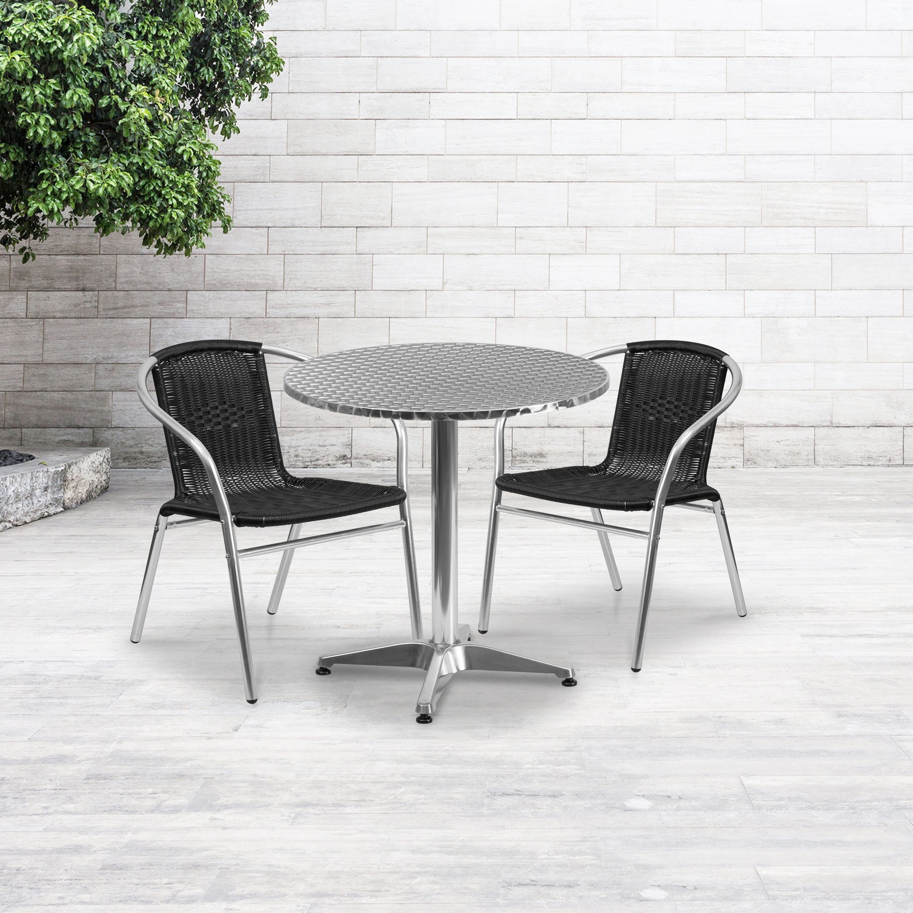 Flash Furniture Lila 27.5-in Round Aluminum Indoor-Outdoor Table Set ...