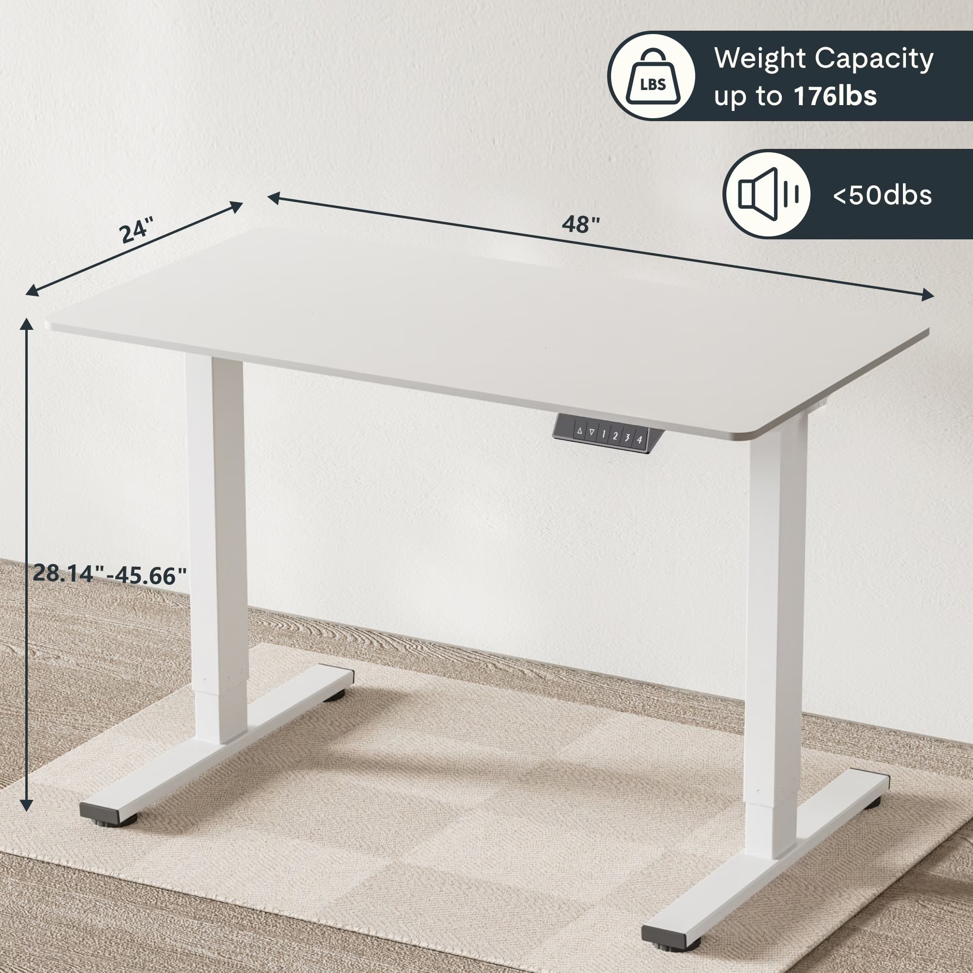 ASTARTH 48 Inch Electric Standing Desk Adjustable Height Computer Desk ...