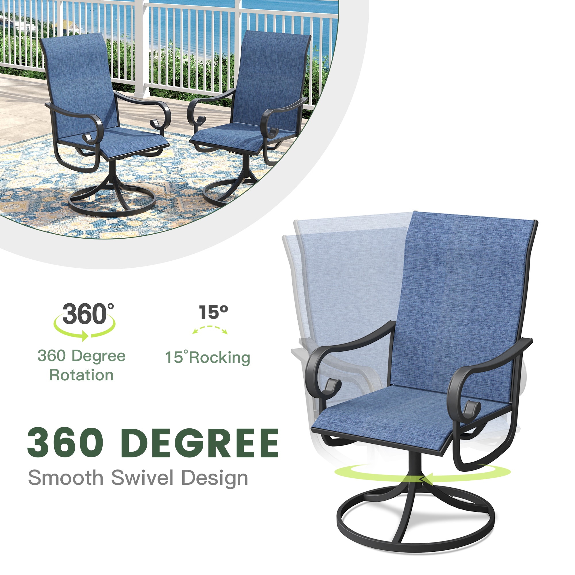 DIFY Outdoor Table and Chairs 3 -Piece Black Patio Dining Set Steel ...