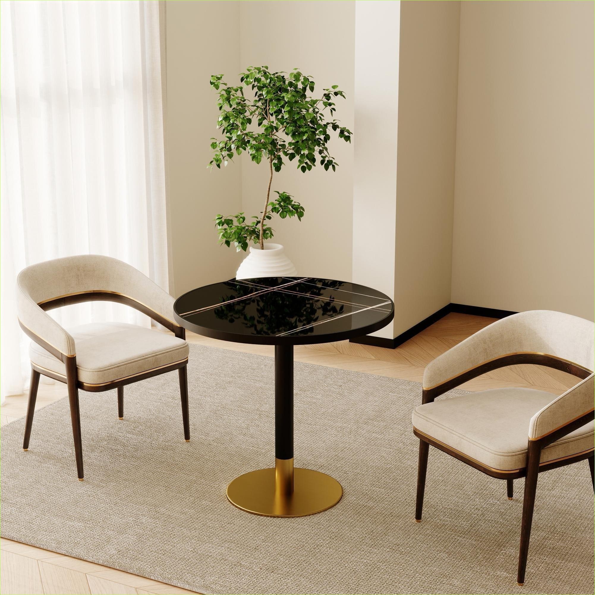Watnature 2-Seat 31.5 Inch Round Modern Dining Bistro Table Slate Gray ...
