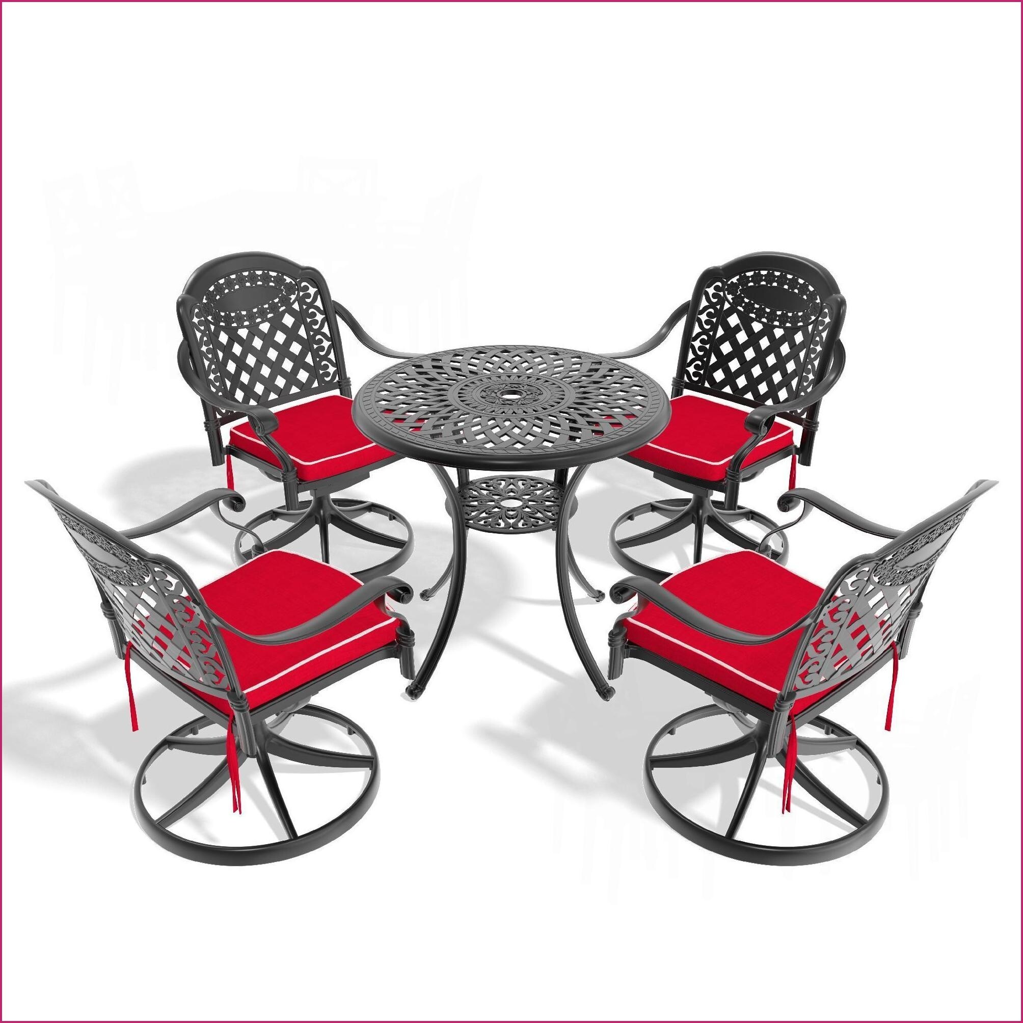 Watnature Patio Sets 5 Piece Traditional Cast Aluminum Dining Set with ...
