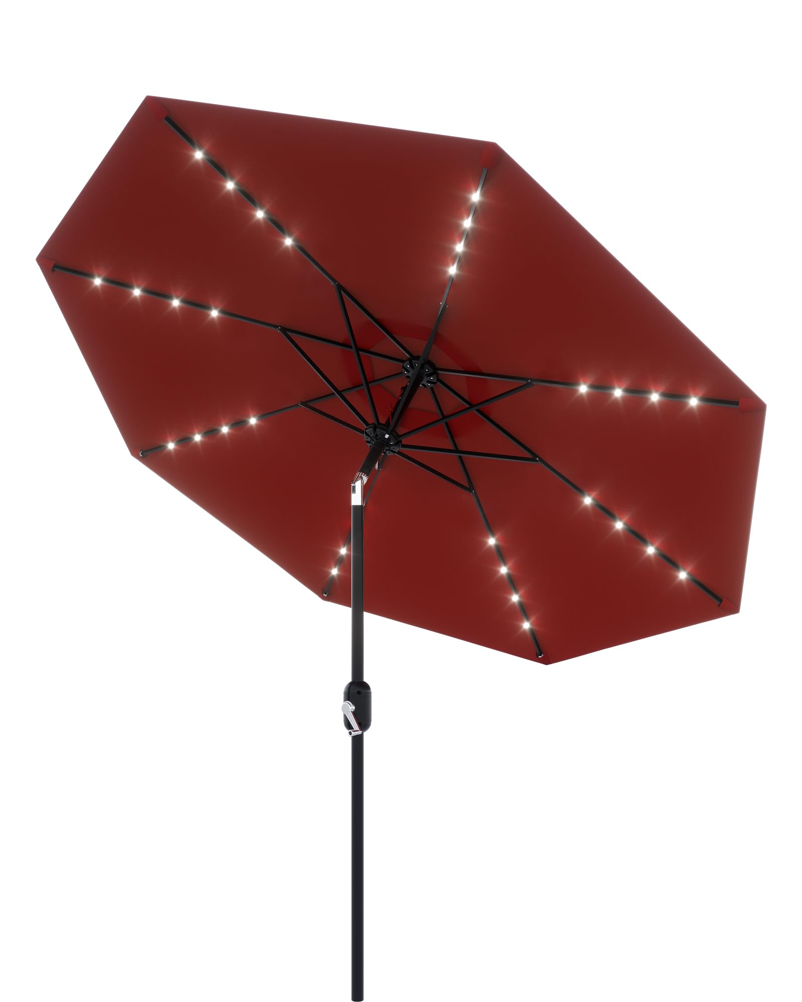GarveeLife 9FT Patio Umbrella with Solar LED Lights 8 Rib Steel Frame ...
