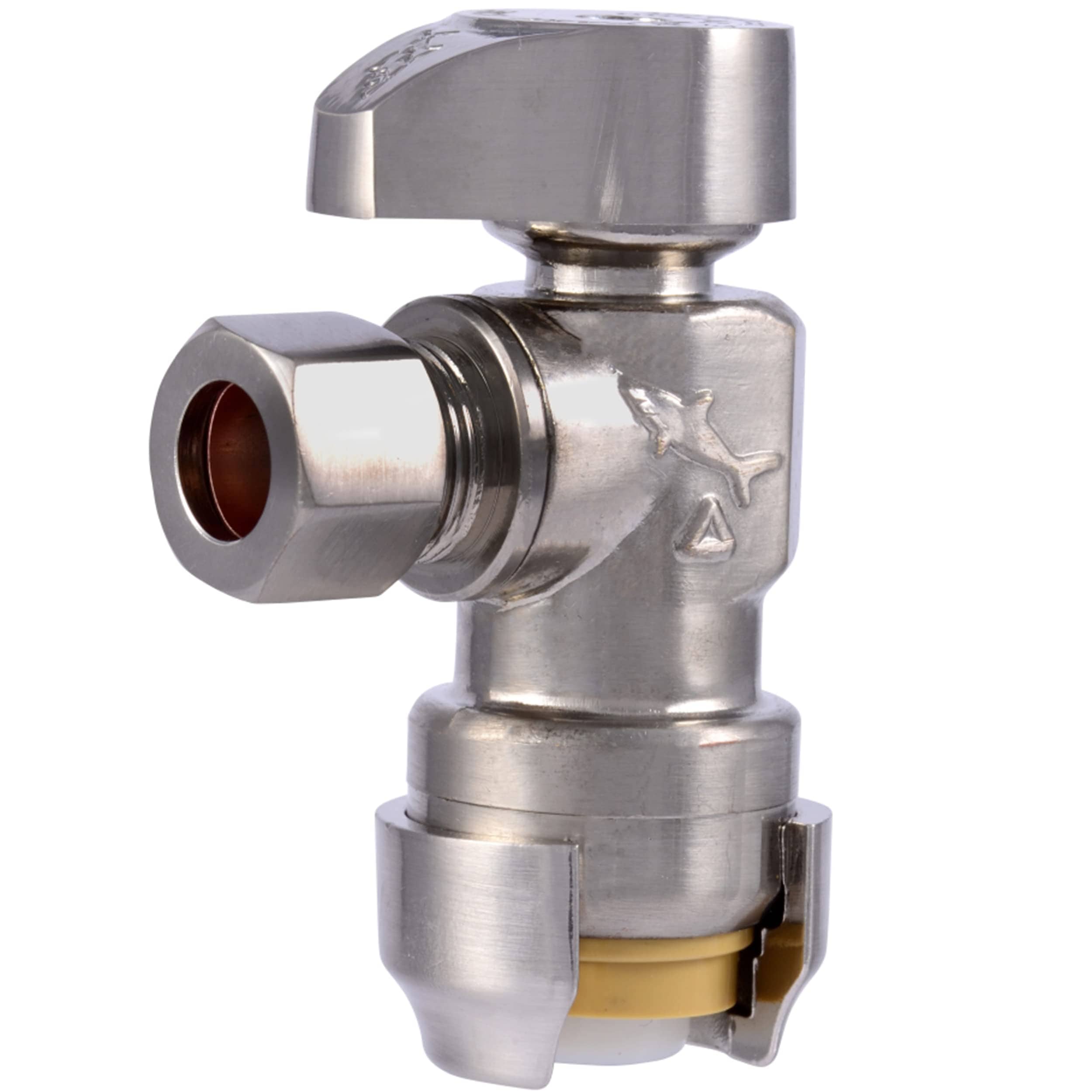 SharkBite 12 x 38 Angle Stop Valve PushtoConnect QuarterTurn Brushed ...