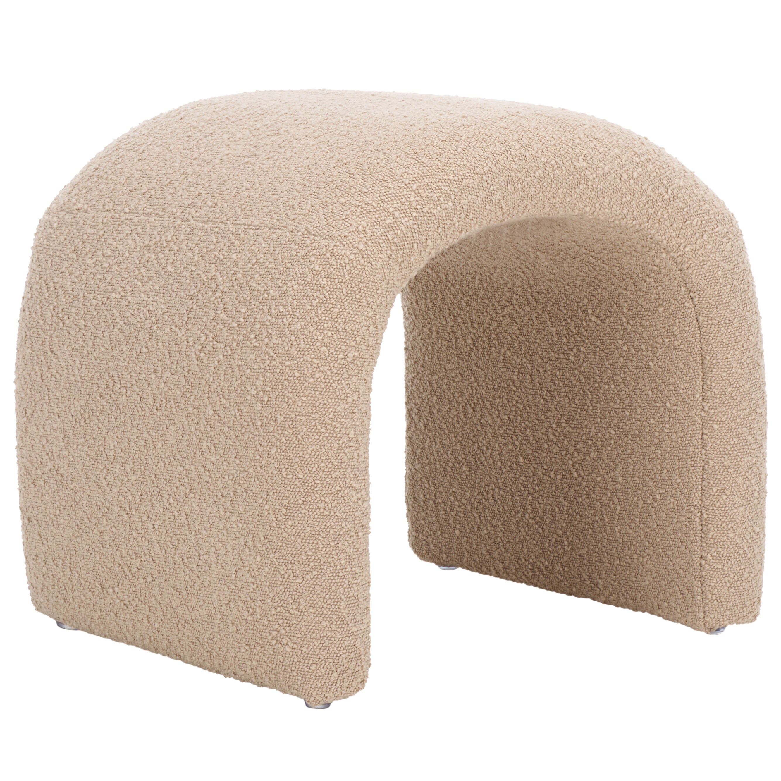 Safavieh Modern Tan Boucle Crescent Ottoman in the Ottomans & Poufs ...