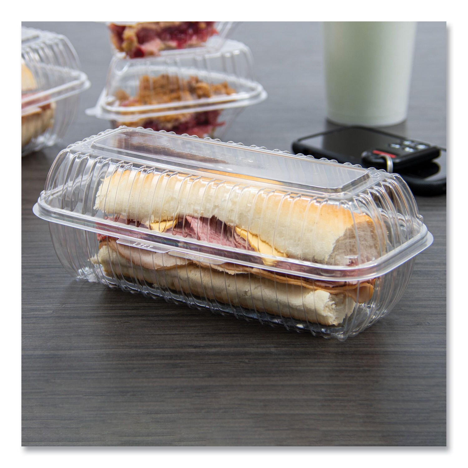 Dart Showtime Clear Hinged Containers Hoagie Container 29.9 oz 5.1 x 9. ...