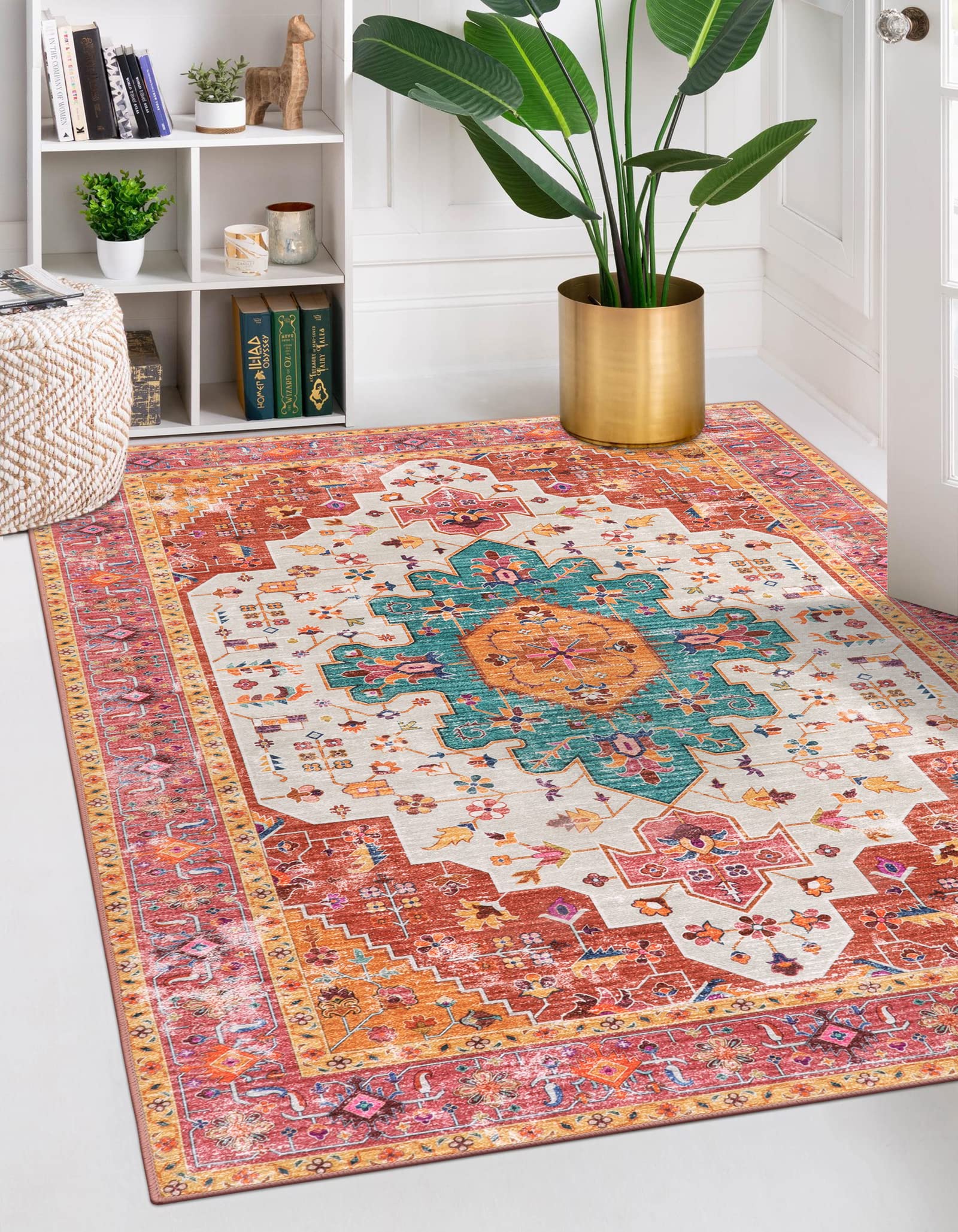 Lahome 5 x 7 (ft) Pink Dornier Persian Style Tufted Floral Area Rug in ...