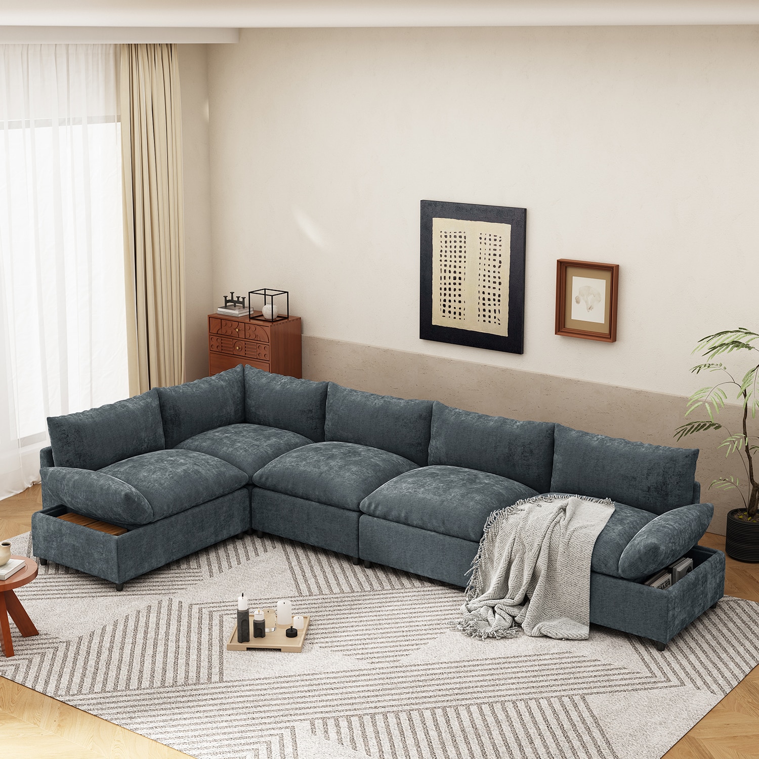115" Modular Sectional Sofa Couch with Hidden Storage Living Room ...