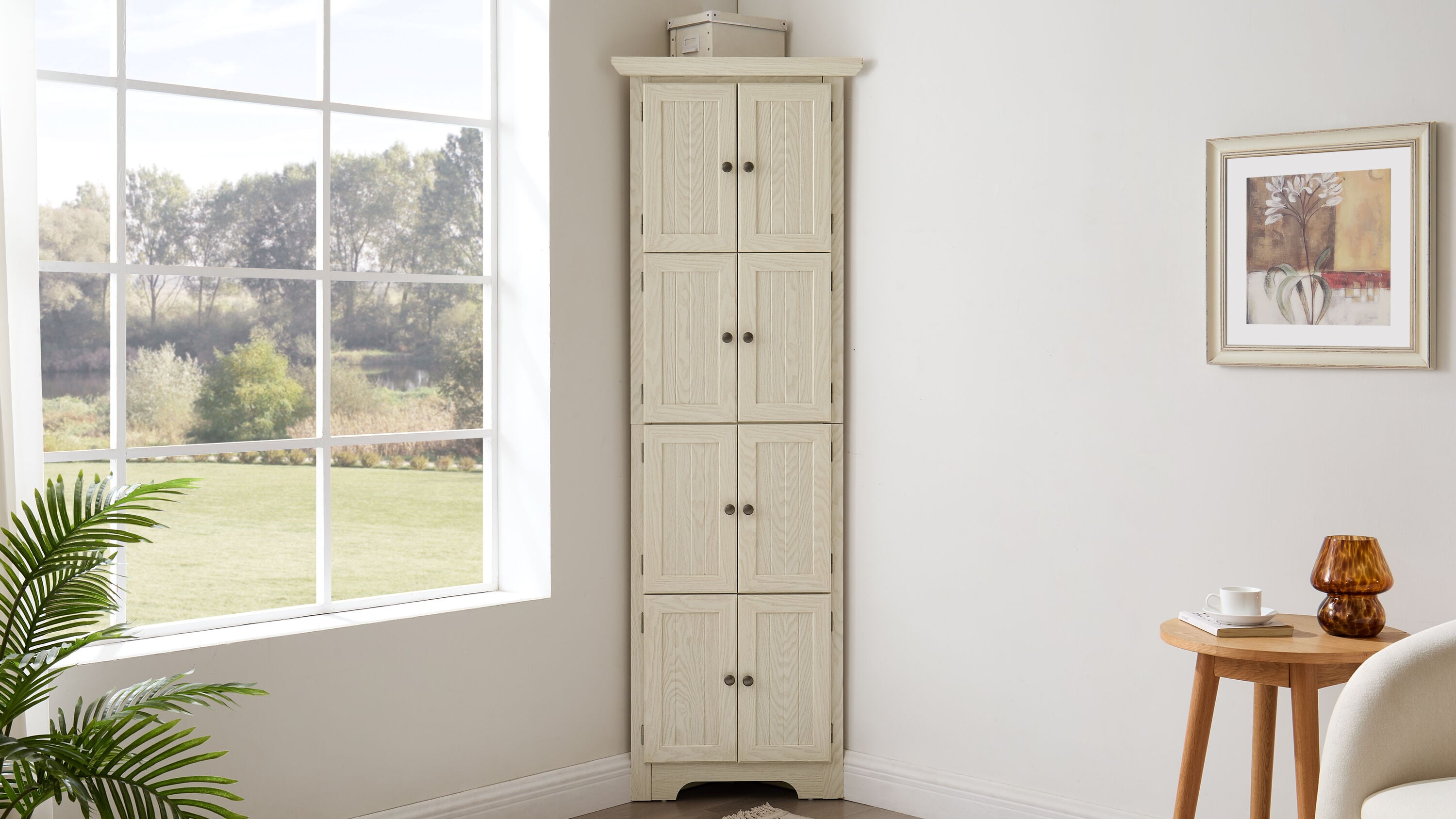 Huluwat 4-Tier 72-inch Corner Kitchen Pantry Storage Cabinet with 8 ...