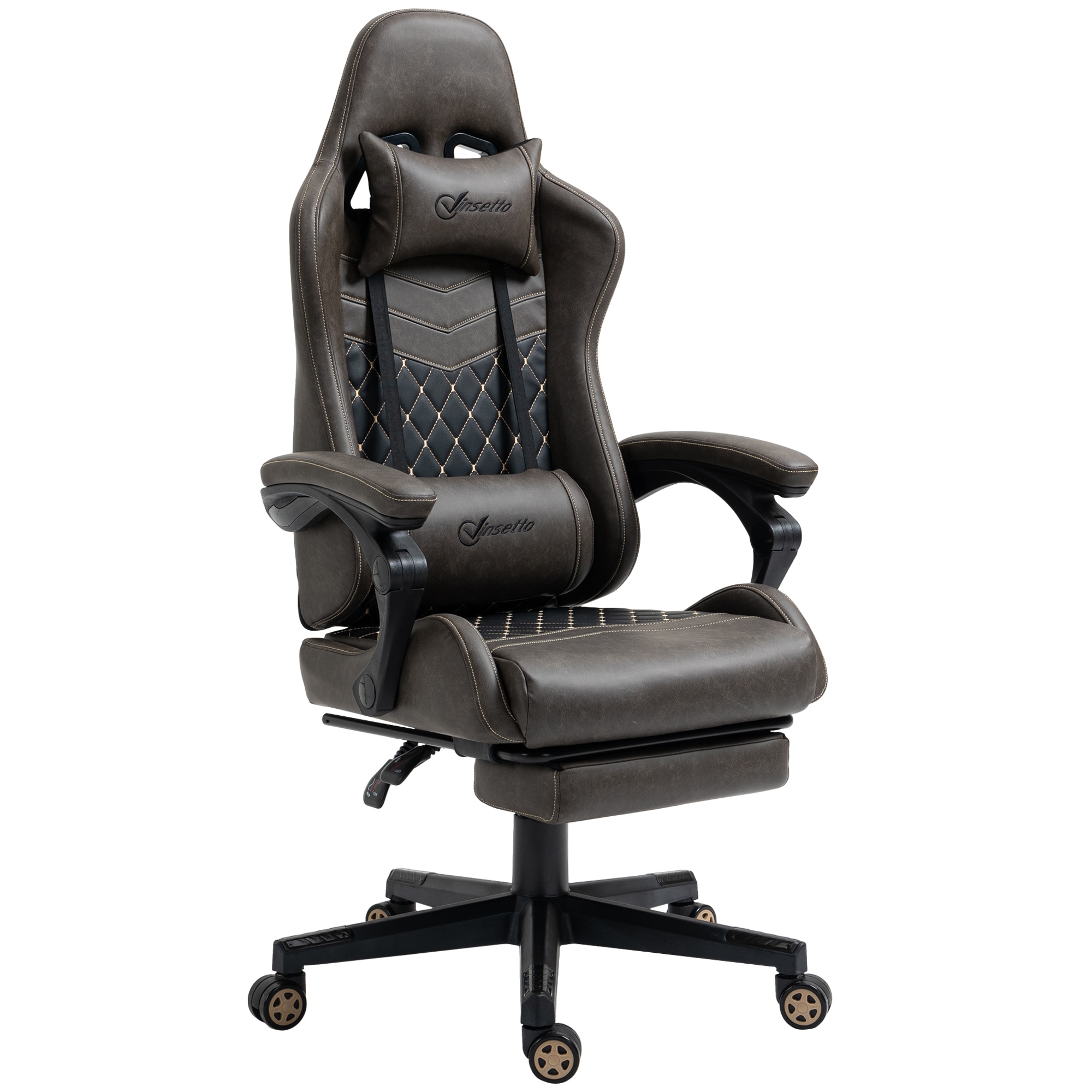 Wooakway 26 in. Racing Gaming Chair Diamond PU Leather High Back Swivel ...