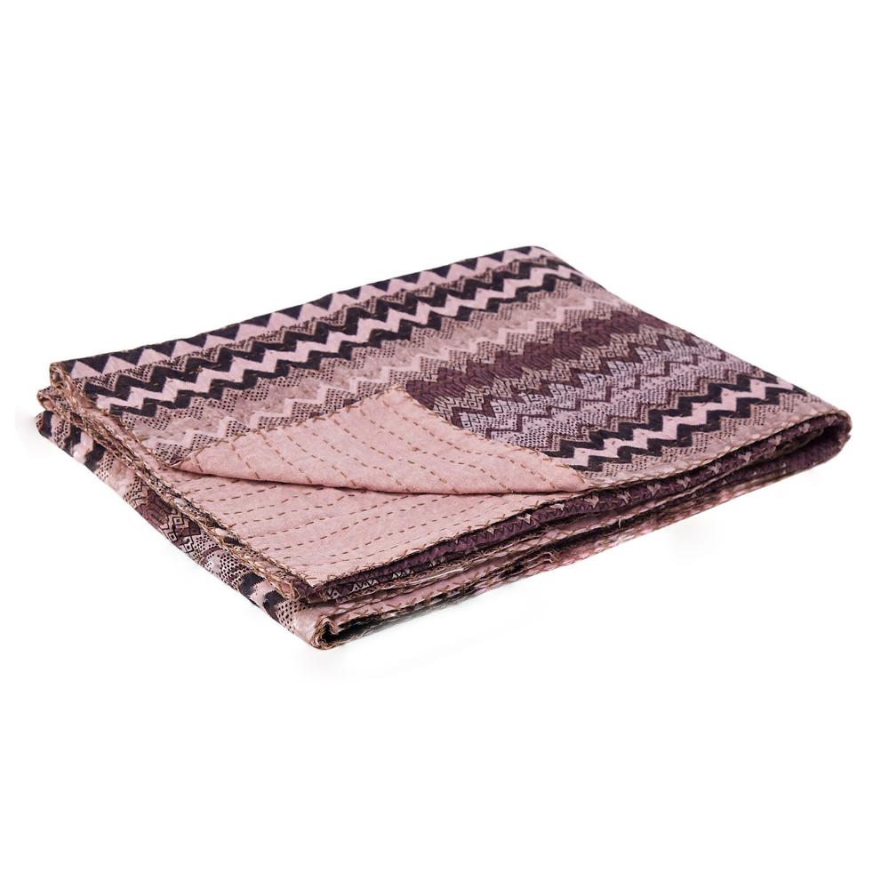 HomeRoots 50 inch X 70 inch Pink And Black Cotton Quilted Chevron Plush ...