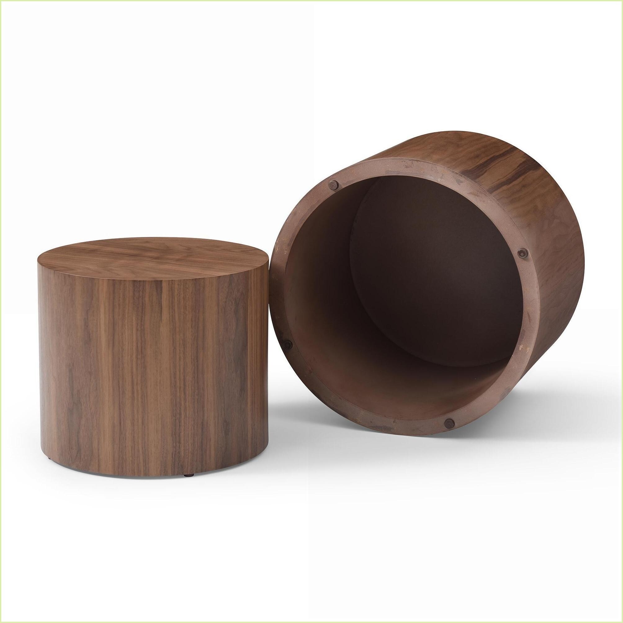 Watnature Space Saving Nesting Coffee Table Set of 2 MDF Veneer with ...