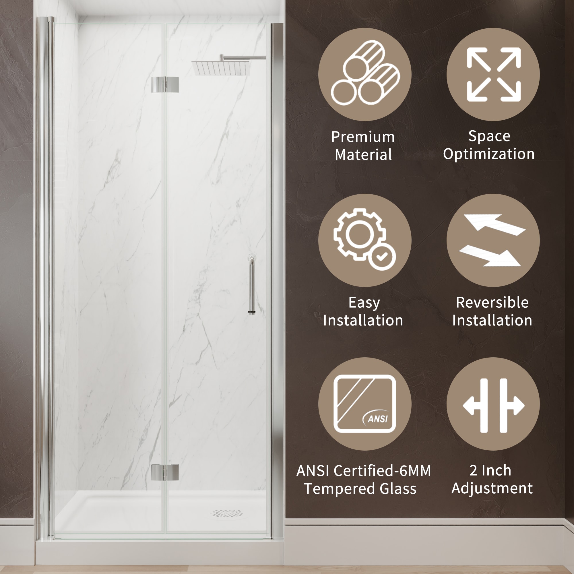 AAZJ HS Bifold Shower Doors Polished Chrome 34-in to 35-1/2-in W x 72 ...