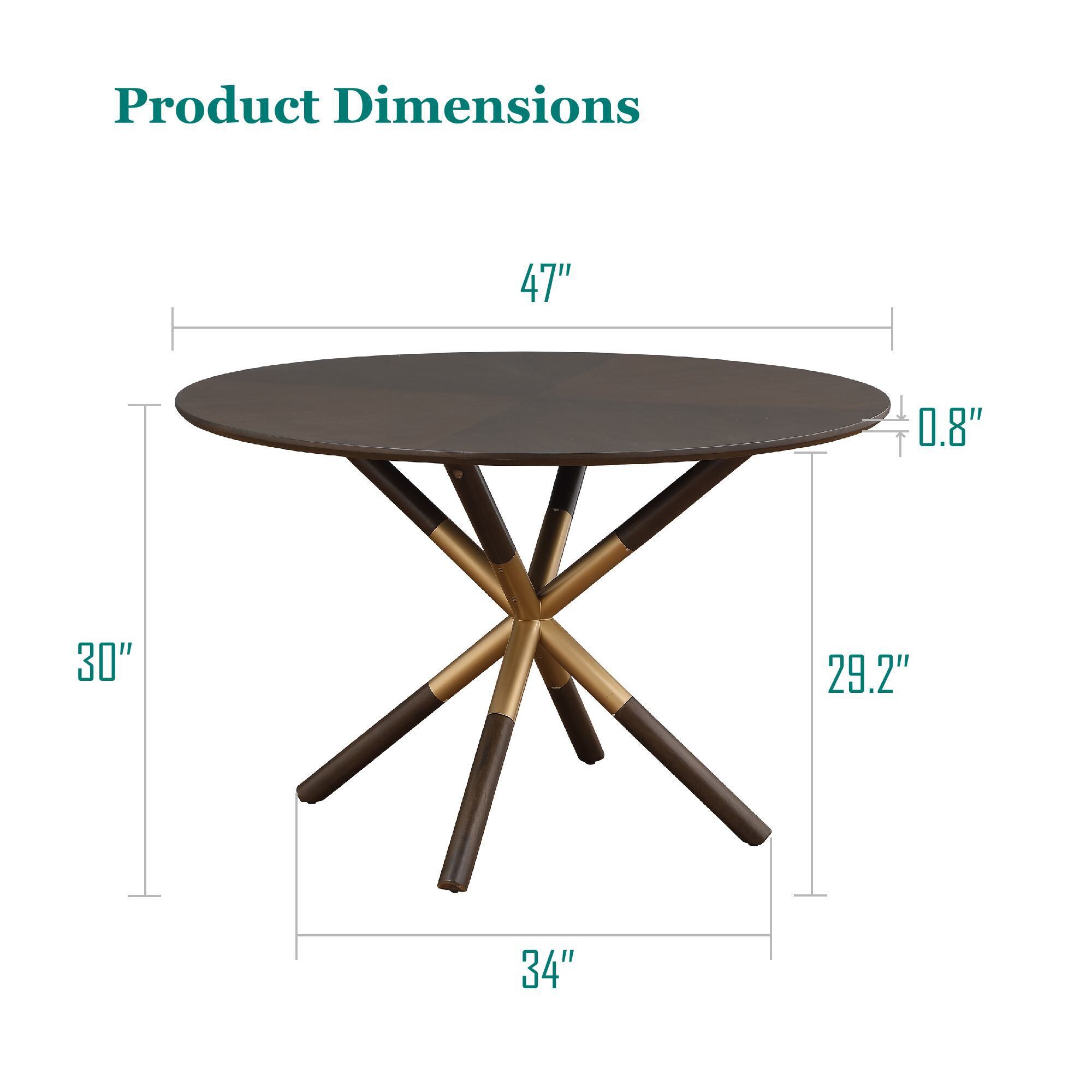 FARATI Brown Round Contemporary/Modern Faux marble Dining Table, with ...