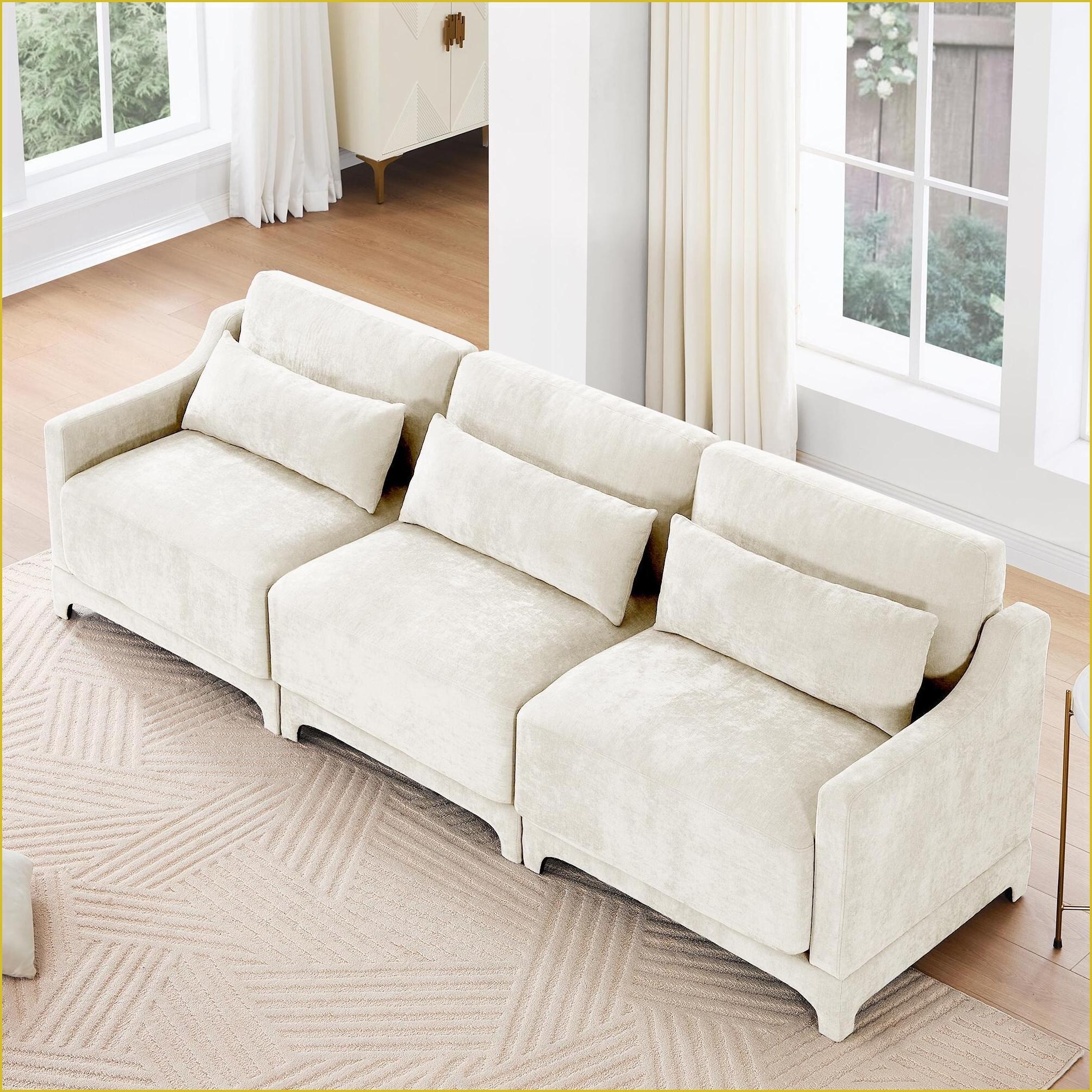 Watnature Sofas 3-Seater Ergonomic with Lumbar Pillow Easy Install for ...