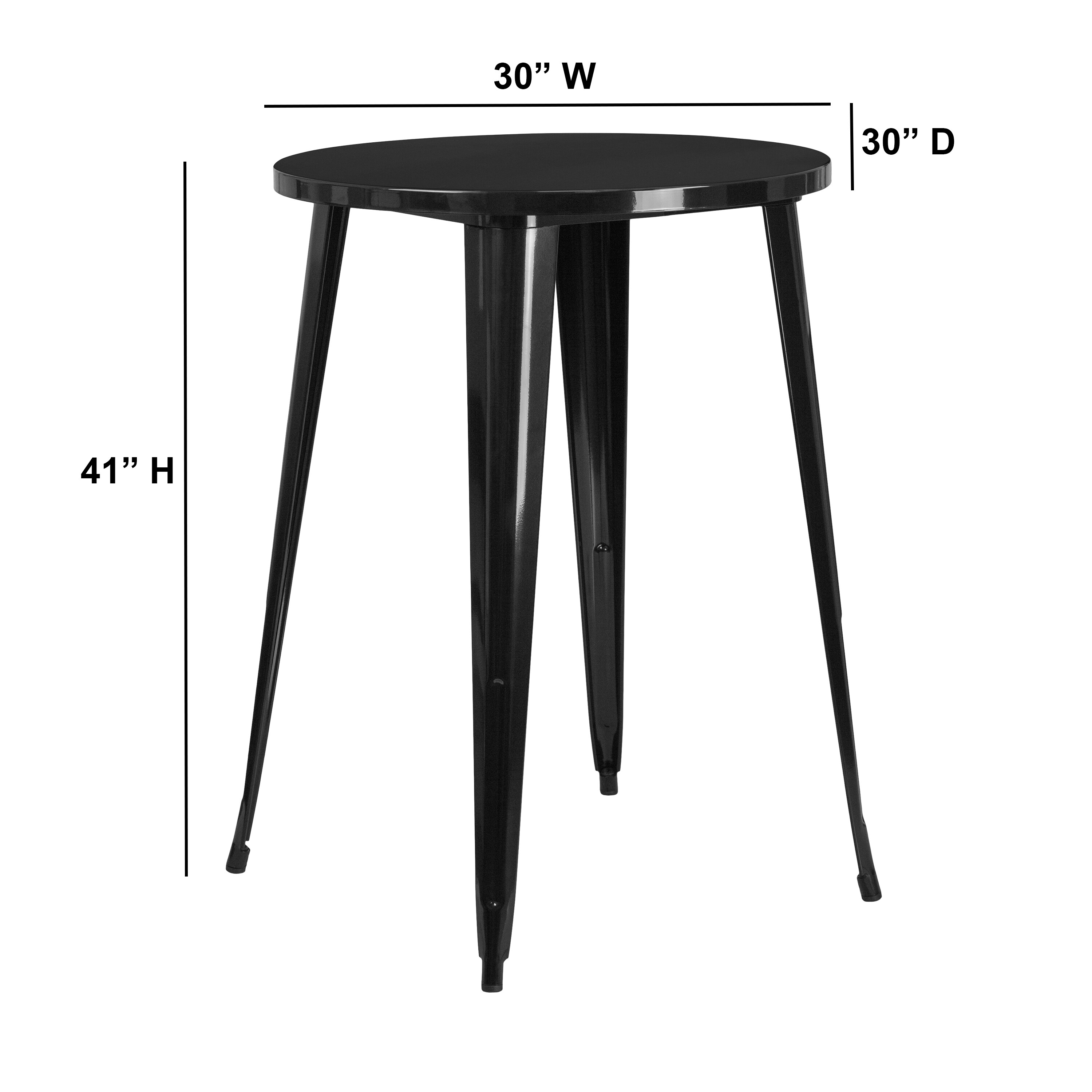 Emma + Oliver Commercial Grade 30-in Round Black Metal Indoor-Outdoor ...