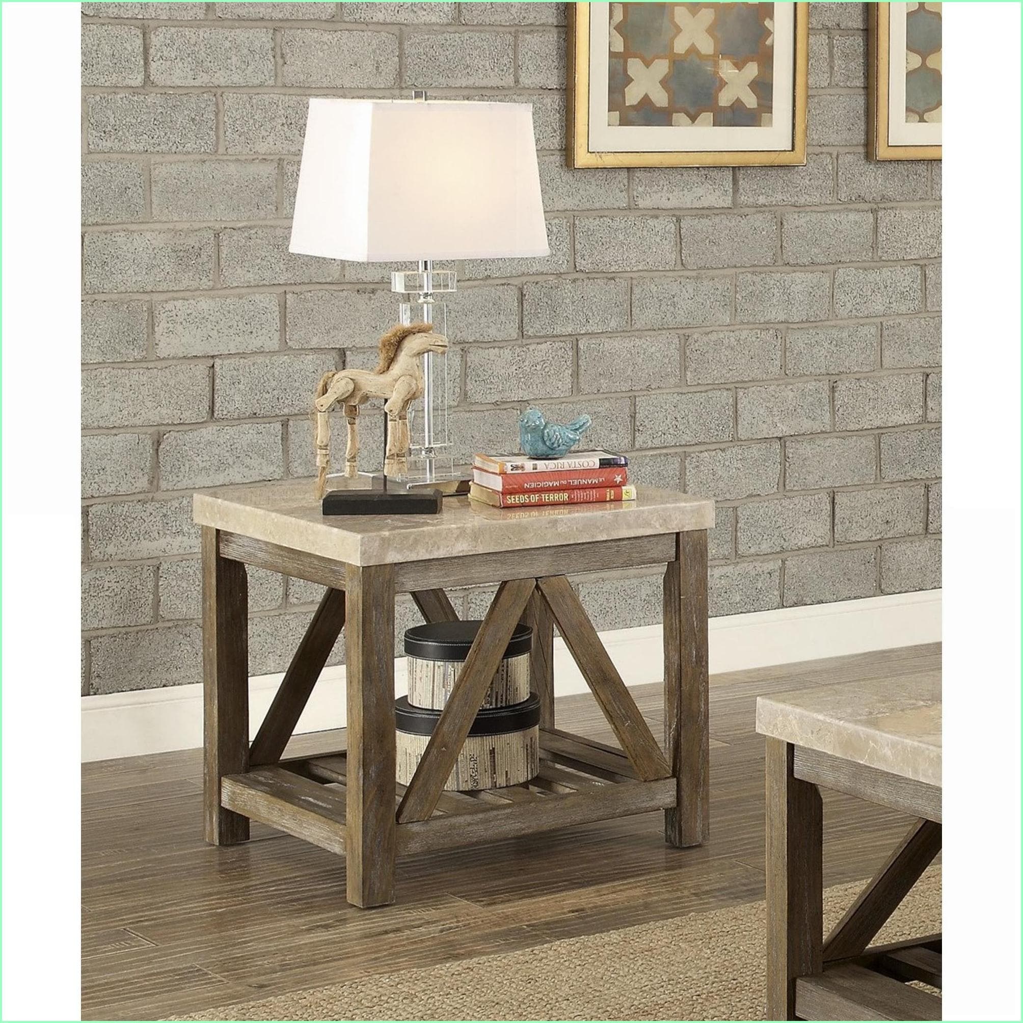 Watnature Industrial Creamy White Marble Top Coffee Table with ...