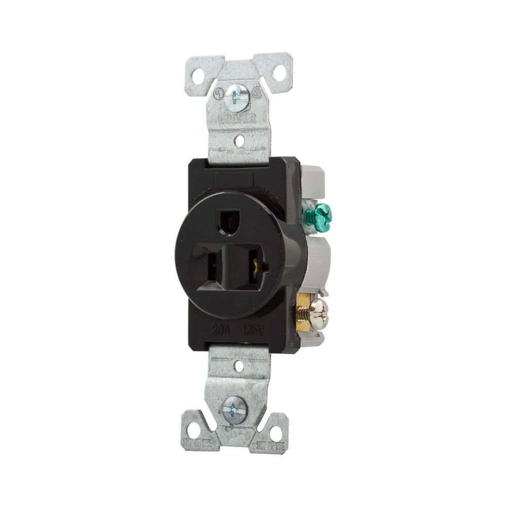 Eaton 20-Amp 125-volt Residential/Commercial Round Outlet, Black 1877BK ...