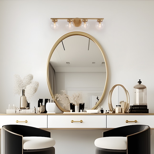 Uolfin 28-in 4 -Light Matte Gold Modern/contemporary Vanity light in ... Uolfin 28-in 4 -Light Matte Gold Modern/contemporary Vanity light in ...