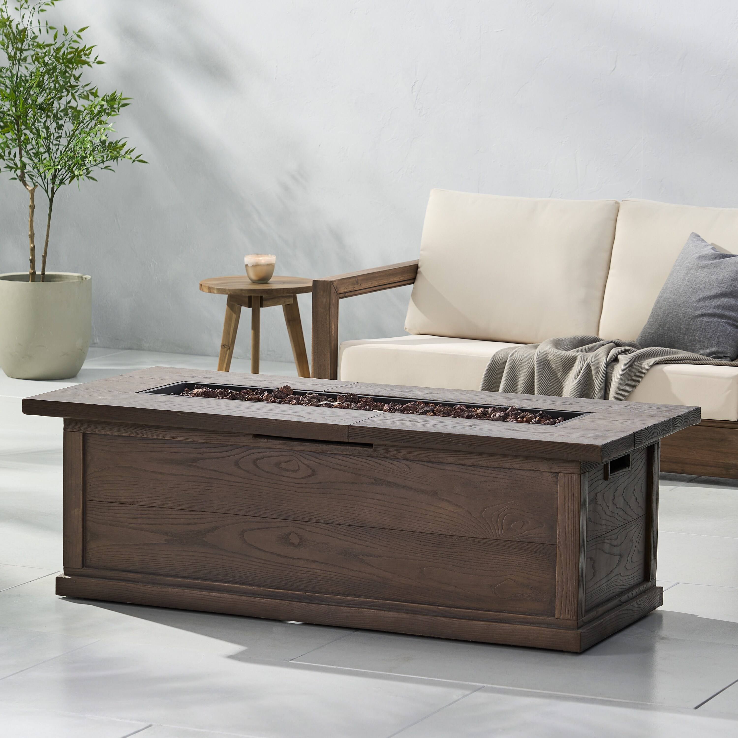 Tatayosi 56 Inches Rectangular Outdoor MGO 50000 BTU Propane Fire Pit ...