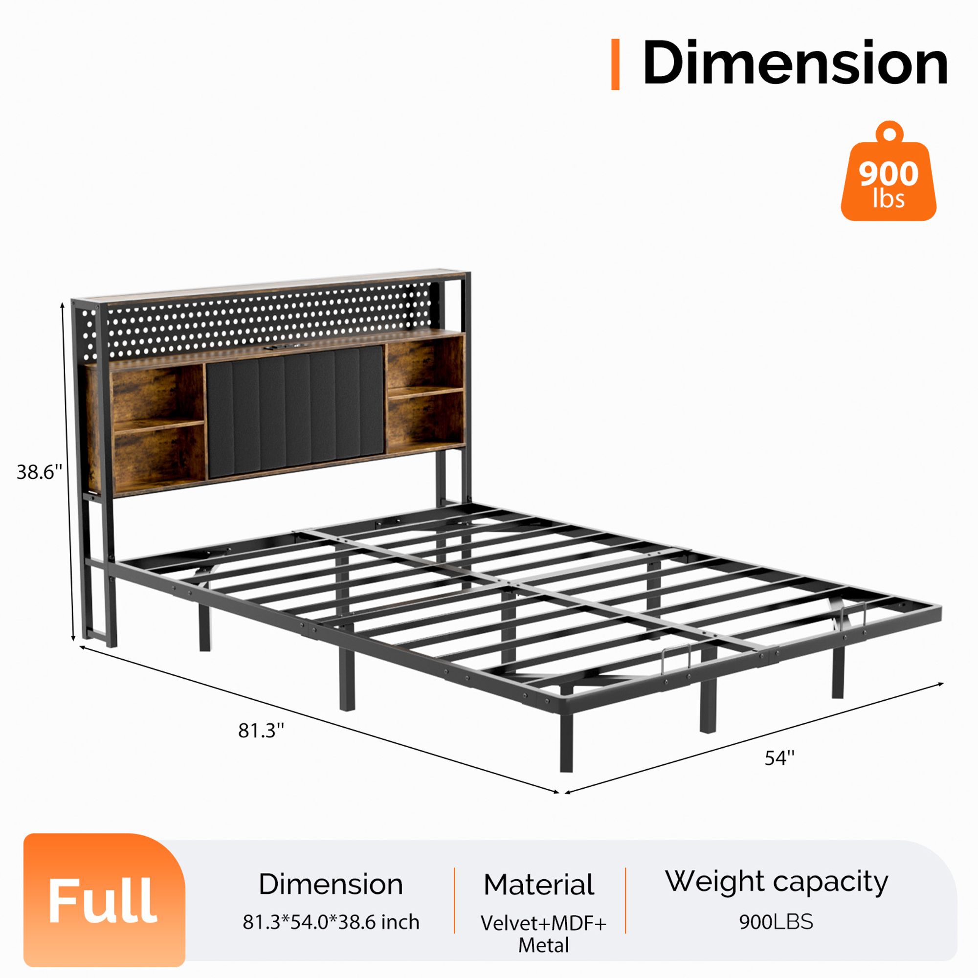 Winado Floating Bed Frame Full Size with Storage Headboard Metal ...
