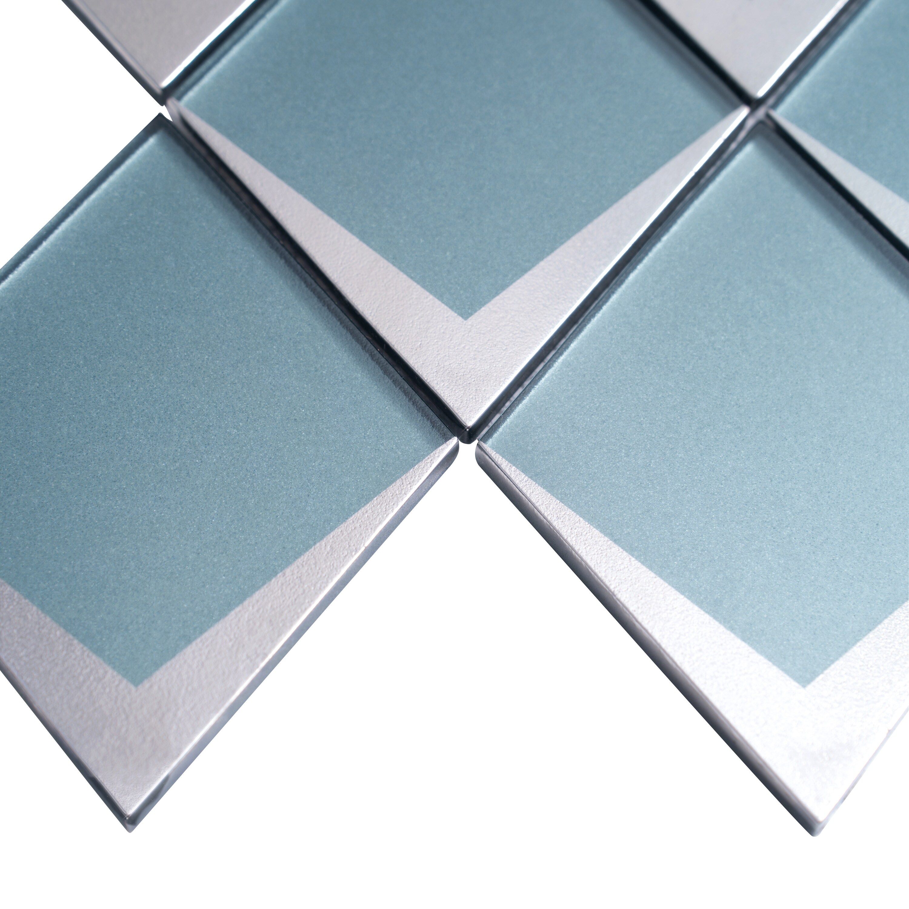 Apollo Tile Solace Blue Metallic Silver 9-in x 13-in Matte Glass ...