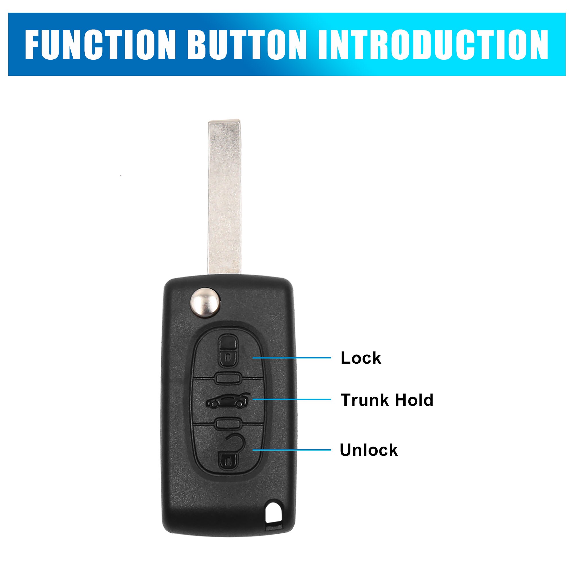 Unique Bargains 3 Button Flip Folding Uncut Key Shell Replacement 607CW ...