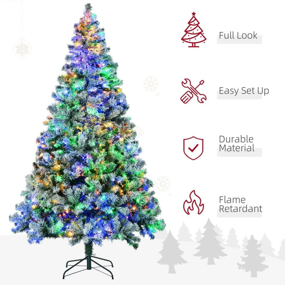 Choco Moon 7.5ft Artificial Snow Christmas Tree with Frosted Branches ...