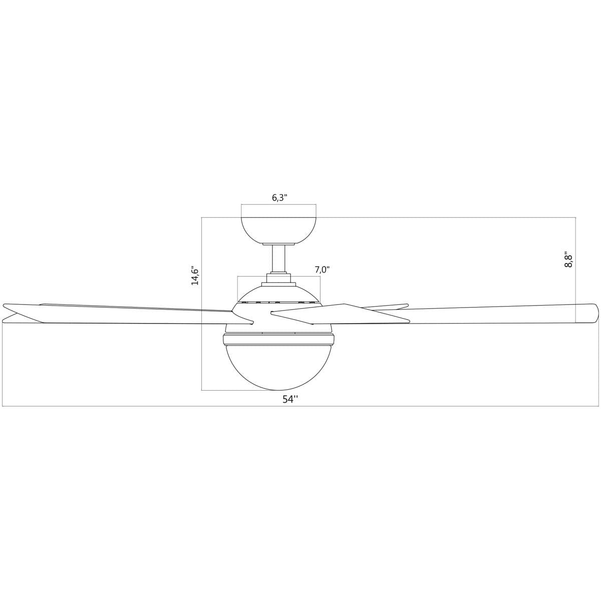 WAC Lighting F-053L-SB/MW Eclipse Indoor Ceiling Fan Matte White Matte ...