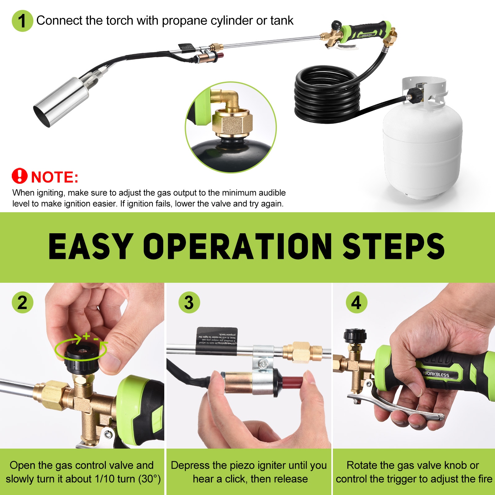 Unique Bargains Propane Torch Weed Burner with 10-Foot Hose 1800000 BTU ...