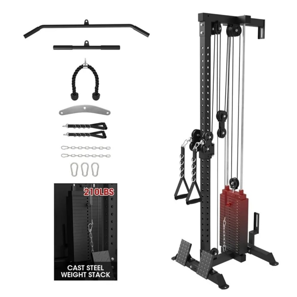 Mikolo Cable Crossover Machine-Lat Pull Down Machine with 210LBS Weight ...