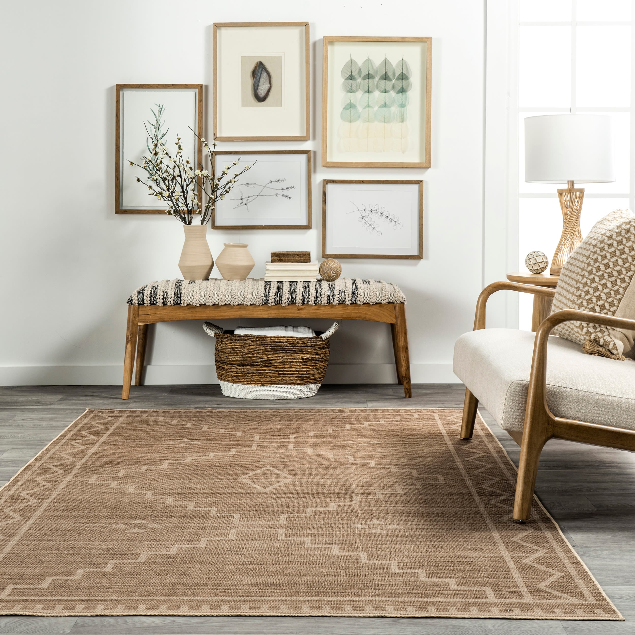 Lauren Liess x Rugs USA Mable Boho 5 X 8 (ft) Natural Indoor Geometric ...