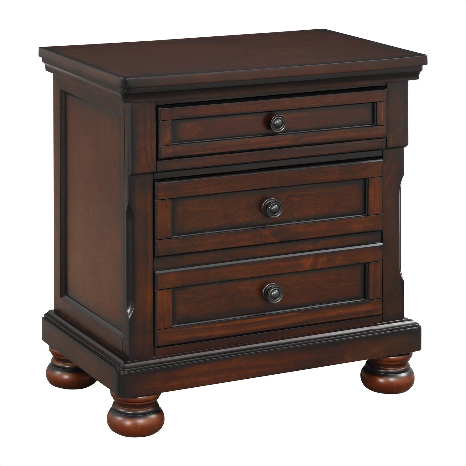 Naturefalls Traditional brown-toned birch veneer nightstand with hidden ...