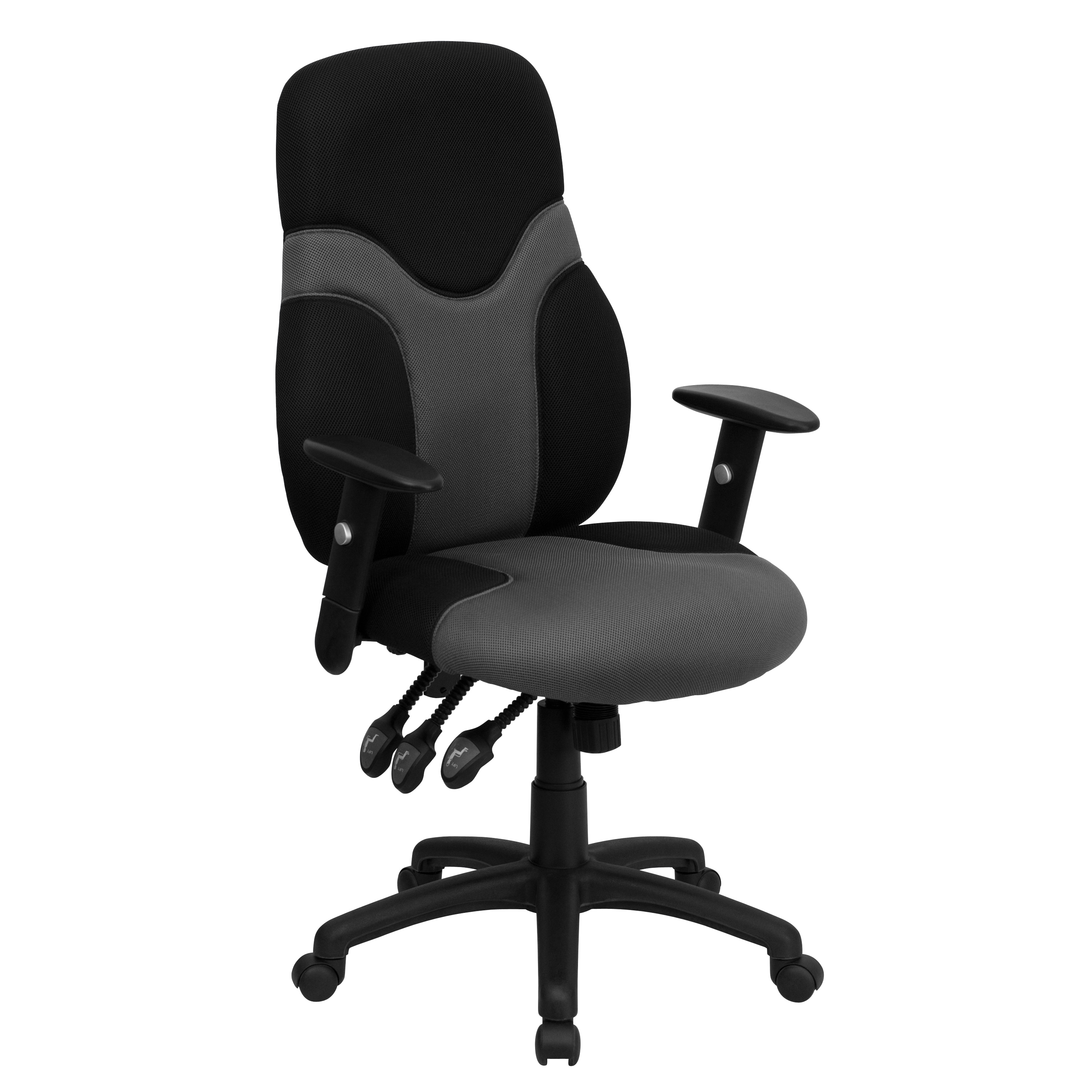 Emma + Oliver High Back Ergonomic Black/Gray Mesh Swivel Task Office ...