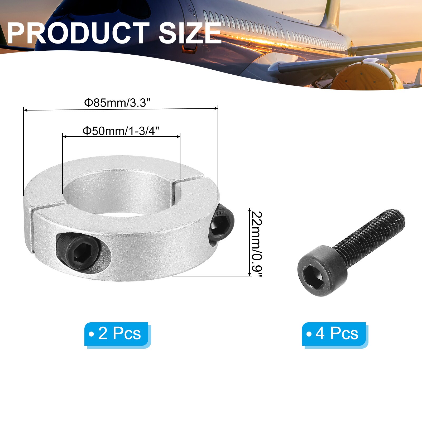 PATIKIL Bore 50mm Double Split Shaft Collar 85mm OD 22mm Thickness 2 ...