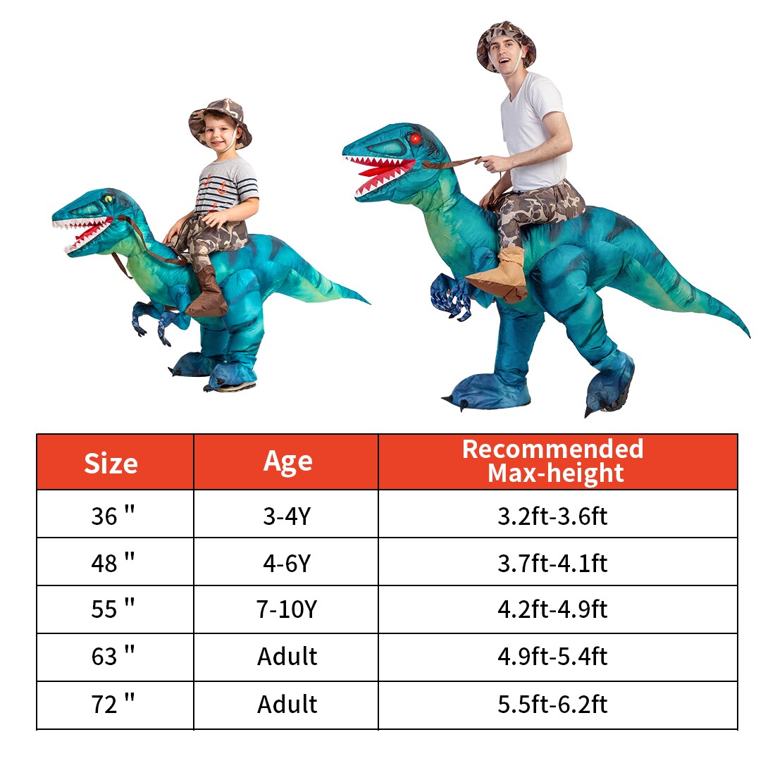 GOOSH GOOSH 48 inch Inflatable Dinosaur Costume for Kids, Funny ...