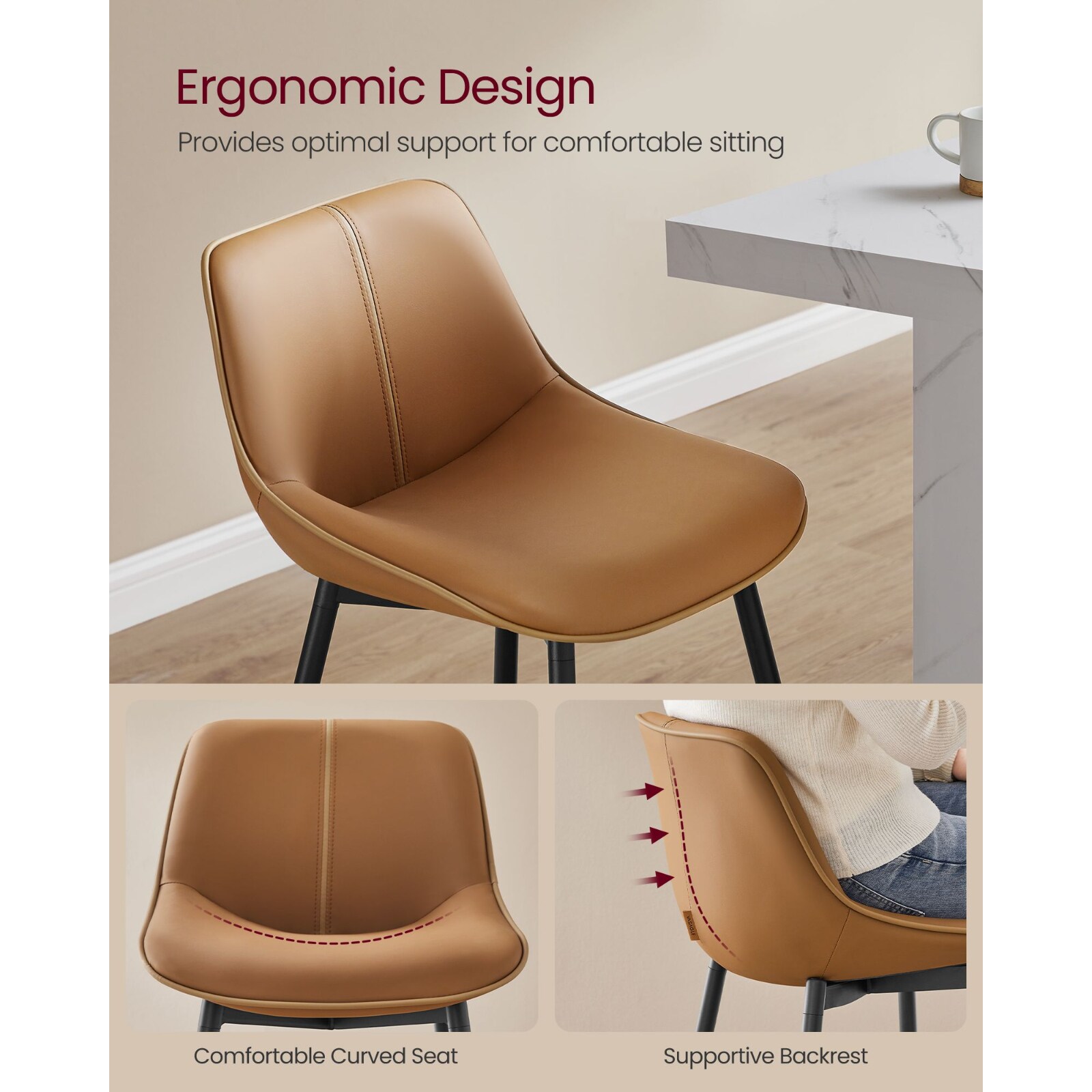 Slickblue Set of 2- Counter/Bar Stool with Back Metal Frame for Kitchen ...